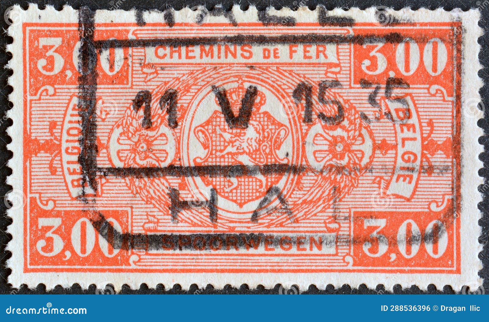 Cancelled Postage Stamp Printed by Belgium, that Shows Railway Stamp ...
