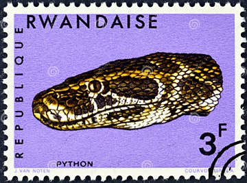 African Rock Python (Python Sebae) Editorial Photo - Image of stamp ...