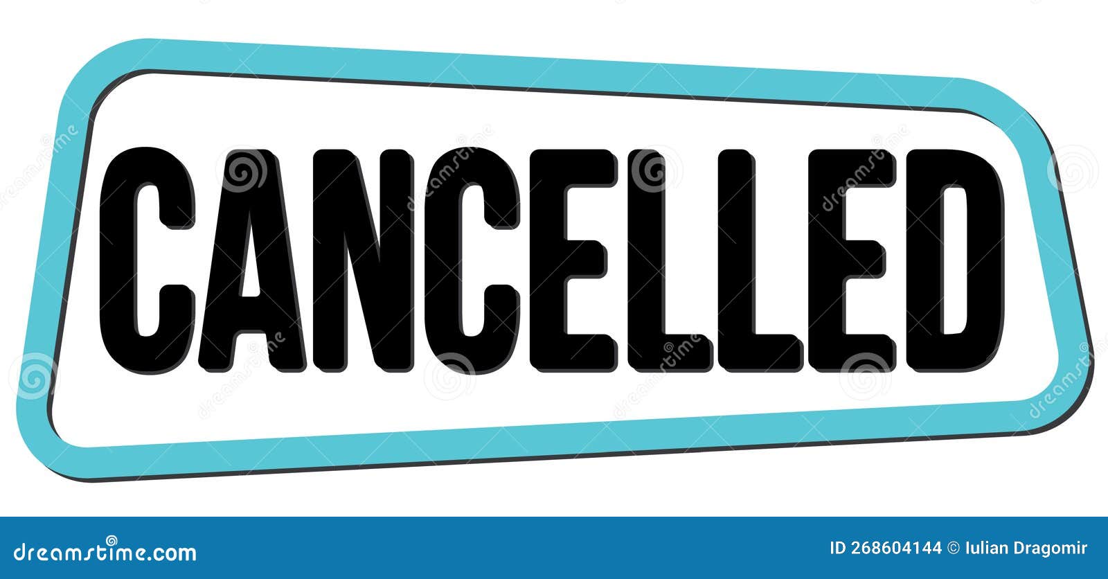 CANCELLED Text on Blue-black Trapeze Stamp Sign Stock Illustration ...