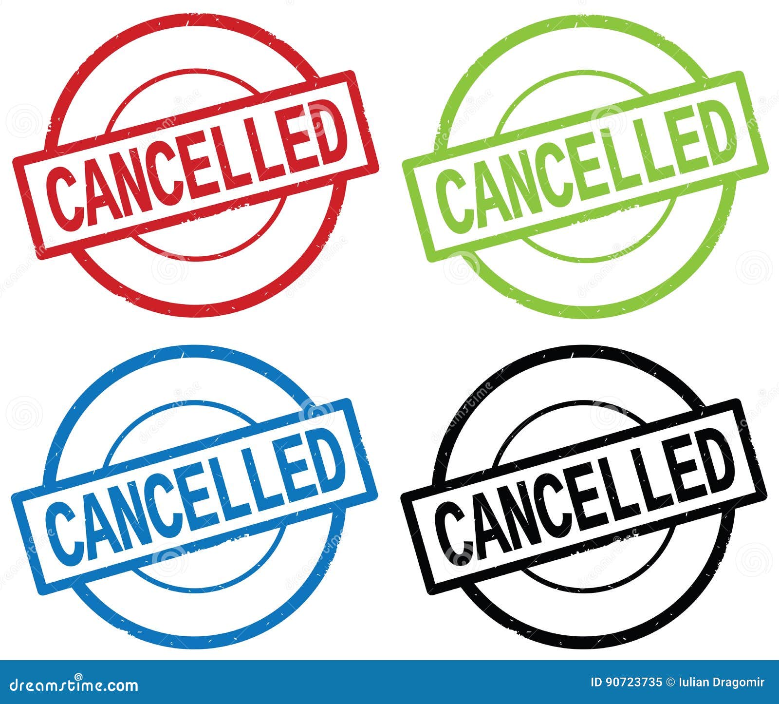 CANCELLED Text, on Round Simple Stamp Sign. Stock Illustration ...