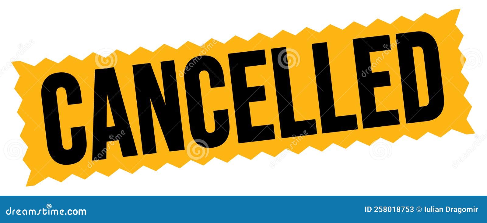 CANCELLED Text Written on Orange-black Zig-zag Stamp Stock Illustration ...