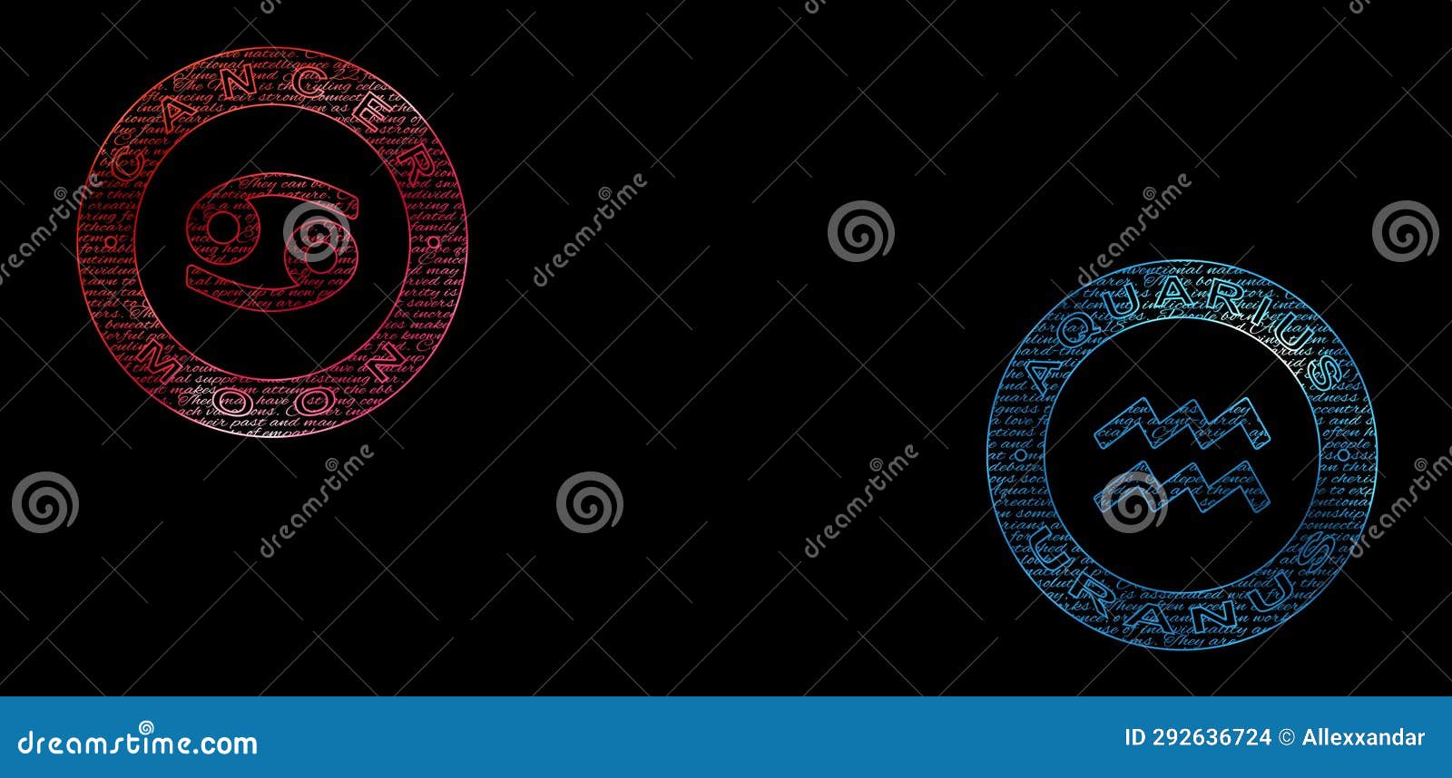 Cancer and Aquarius Compatibility Stock Illustration - Illustration of ...