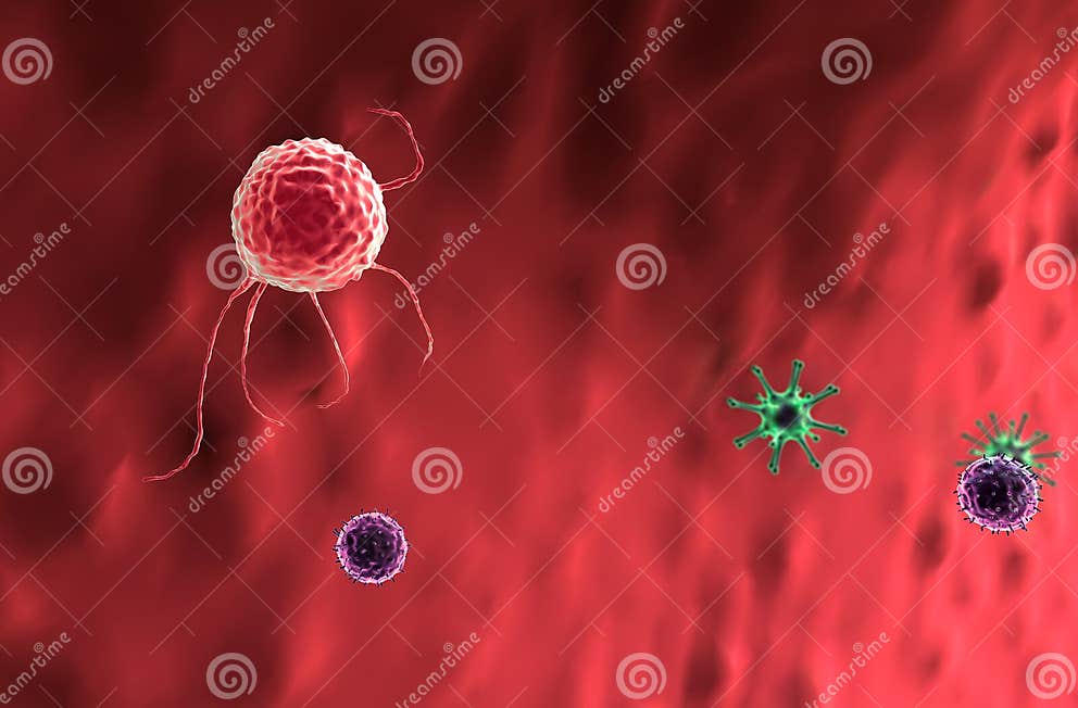 Cancer Cell Attacked By Lymphocytes Stock Illustration Illustration