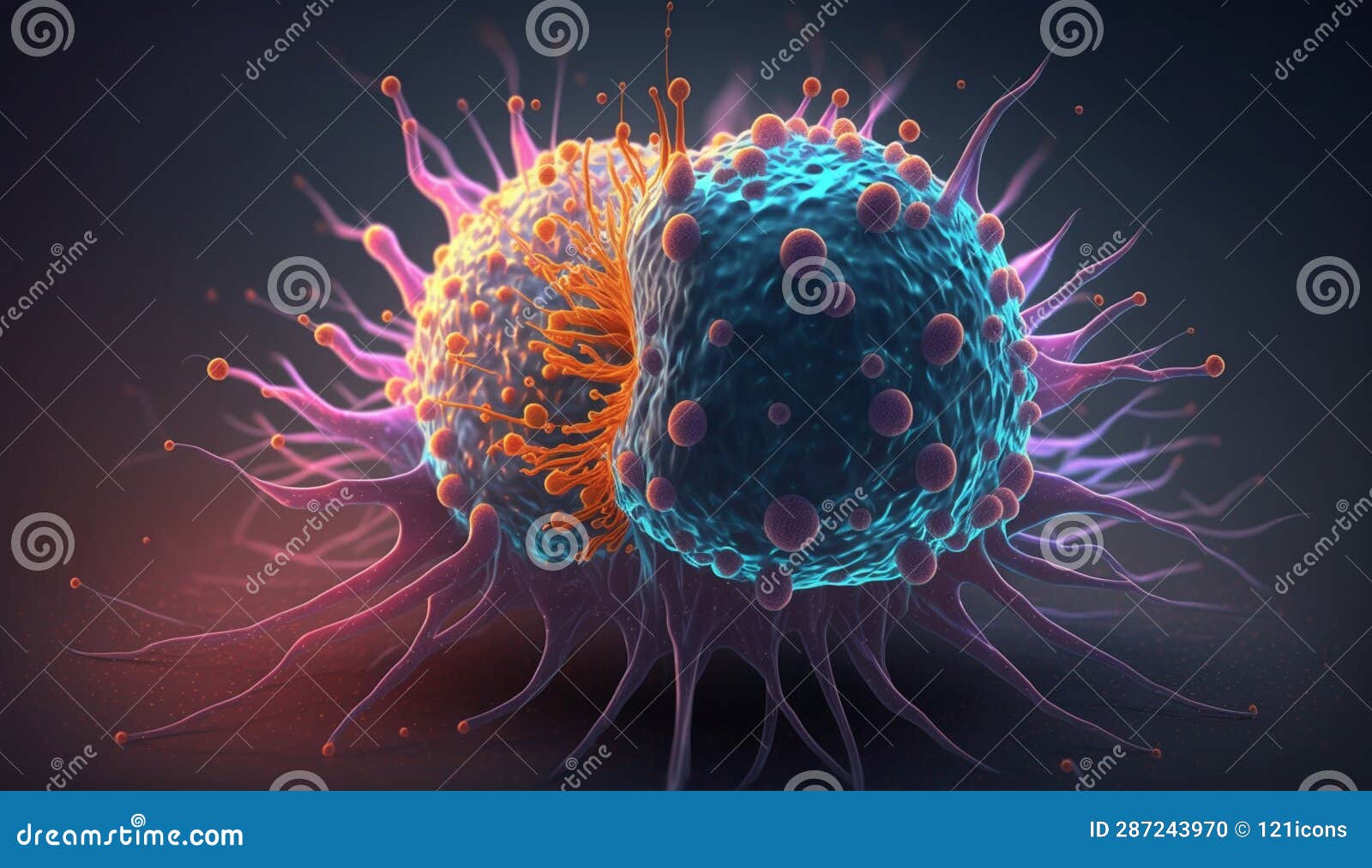 T-cell Attacking A Virus. T Cell Immune Response Illustration ...