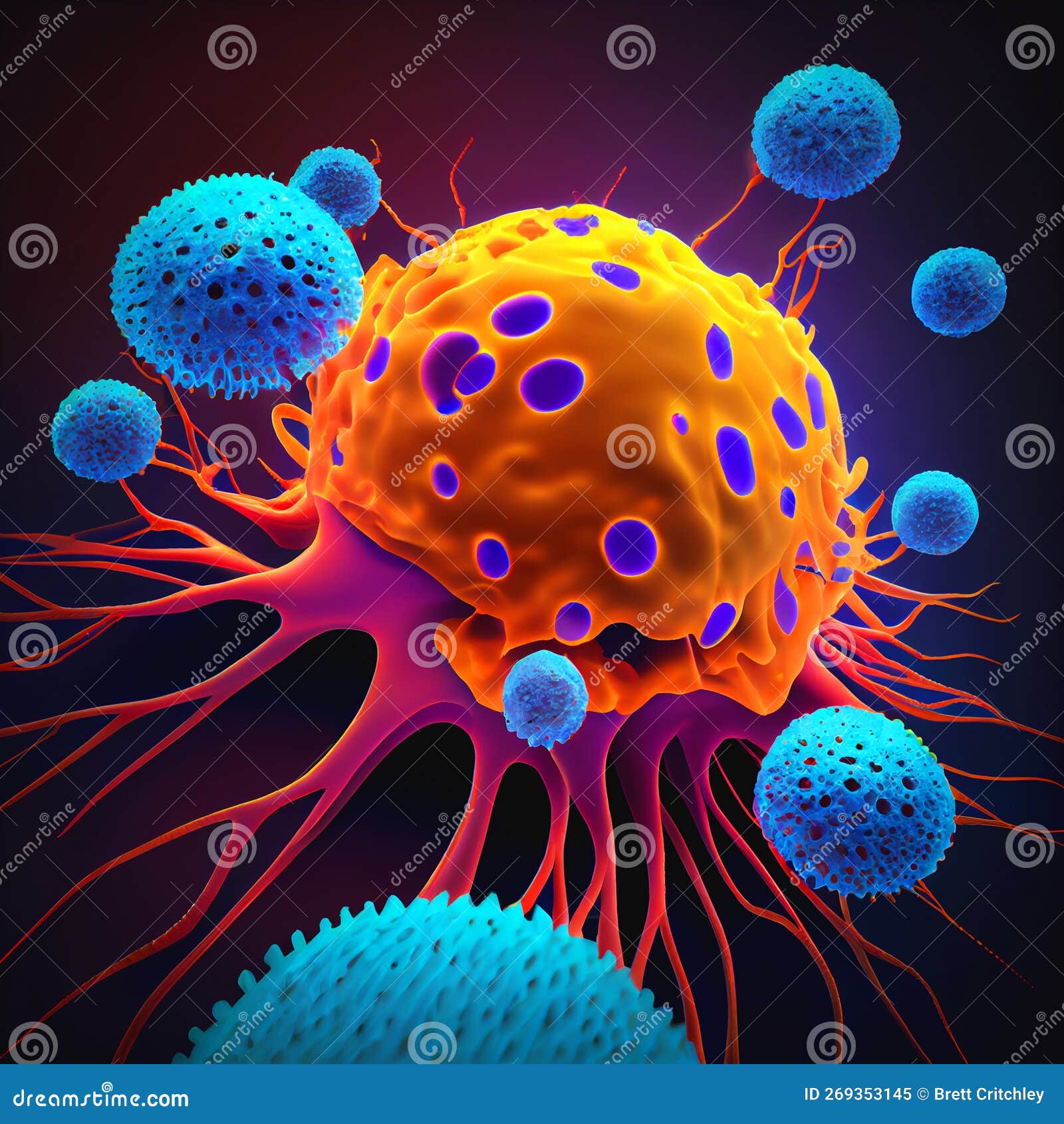 Cancer Cell Attacking Healthy Cells Stock Image - Image of incvades ...