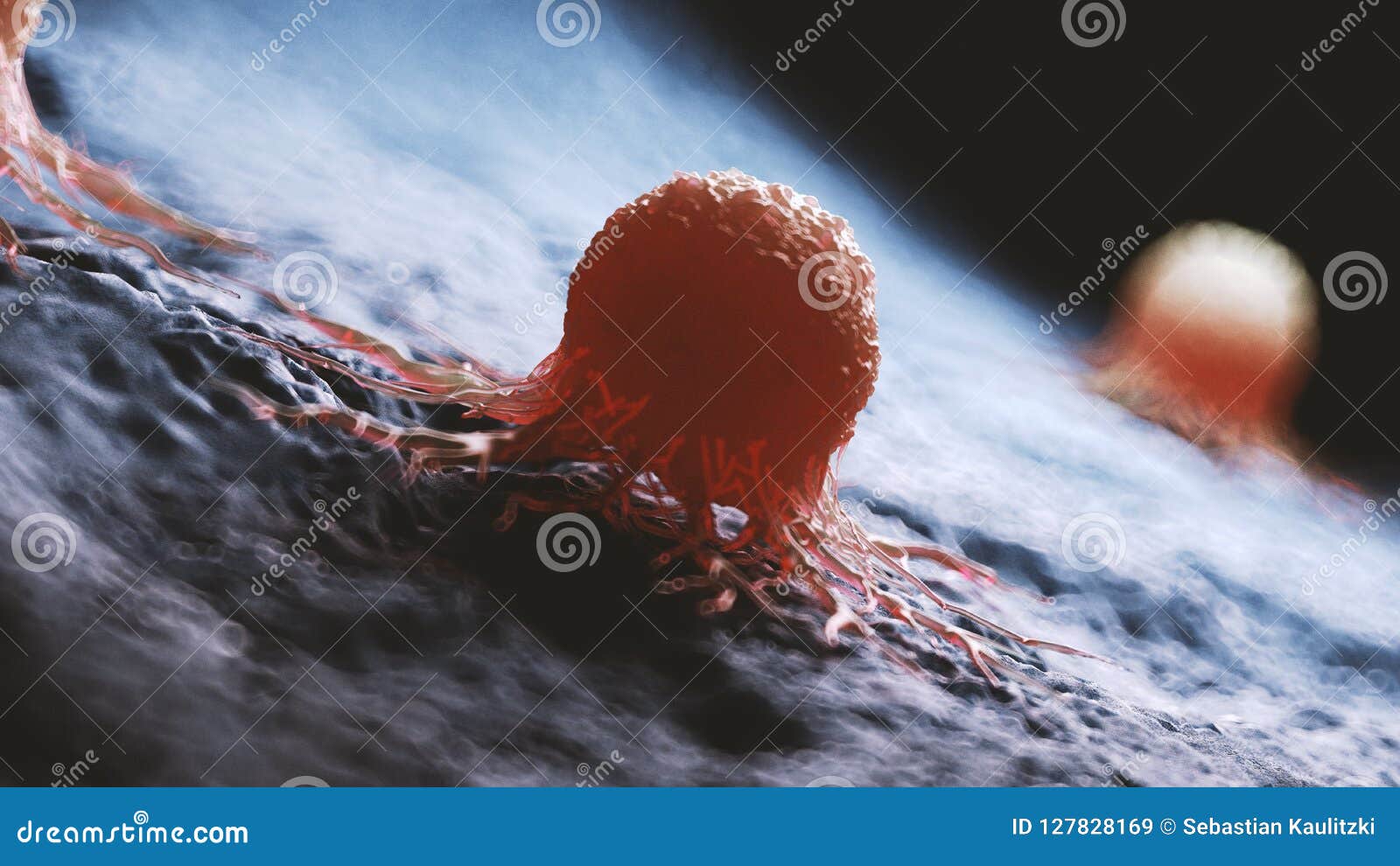 A cancer cell stock illustration. Illustration of science - 127828169