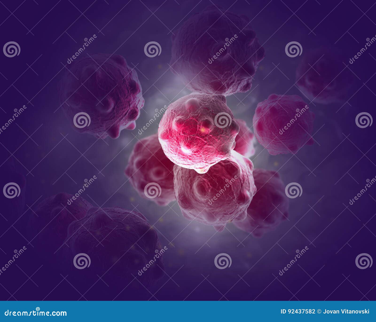 A 3D Rendering Of A Cancer Cell Being Engulfed By Immune Cells Stock ...