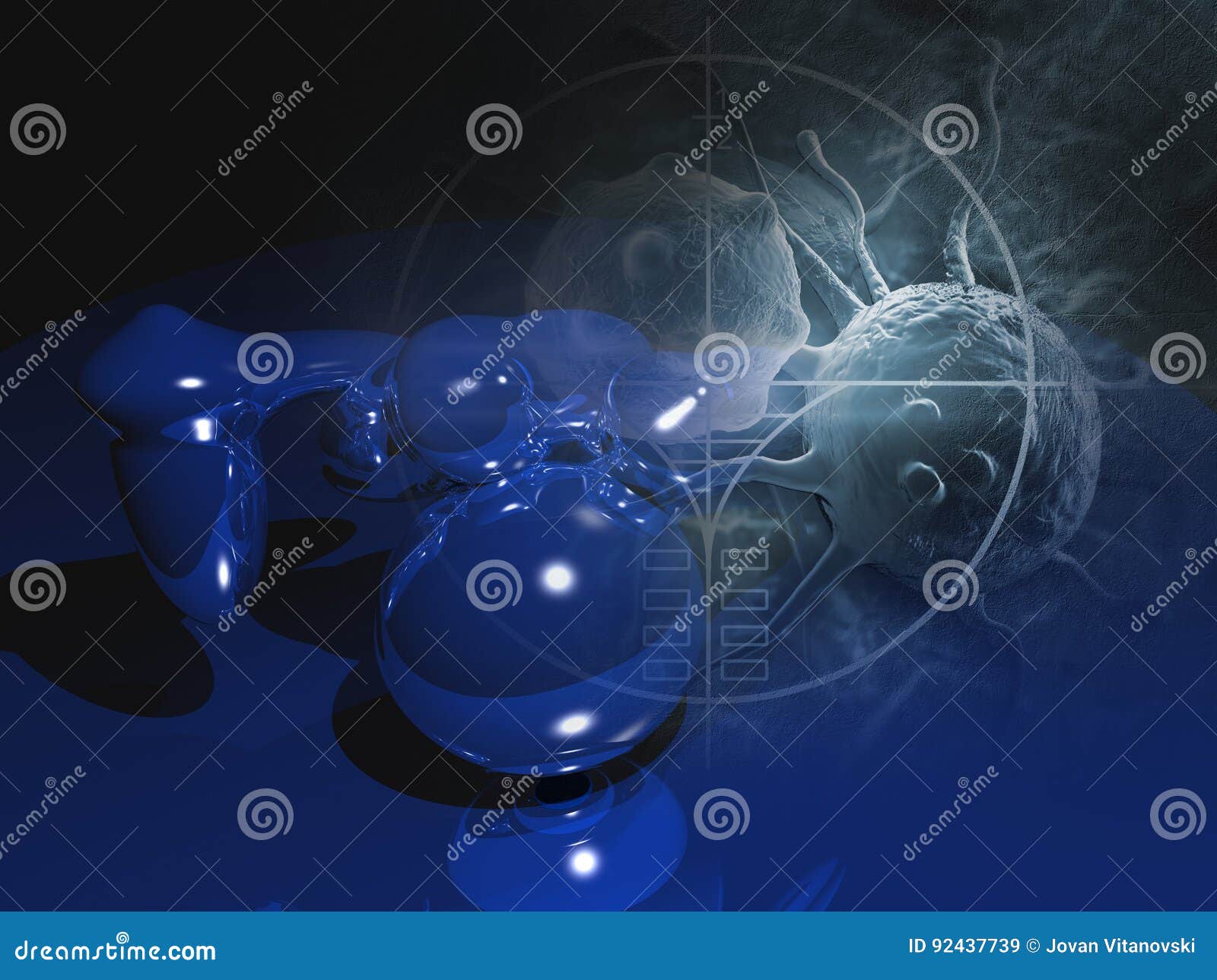 A 3D Rendering Of A Cancer Cell Being Engulfed By Immune Cells Stock ...