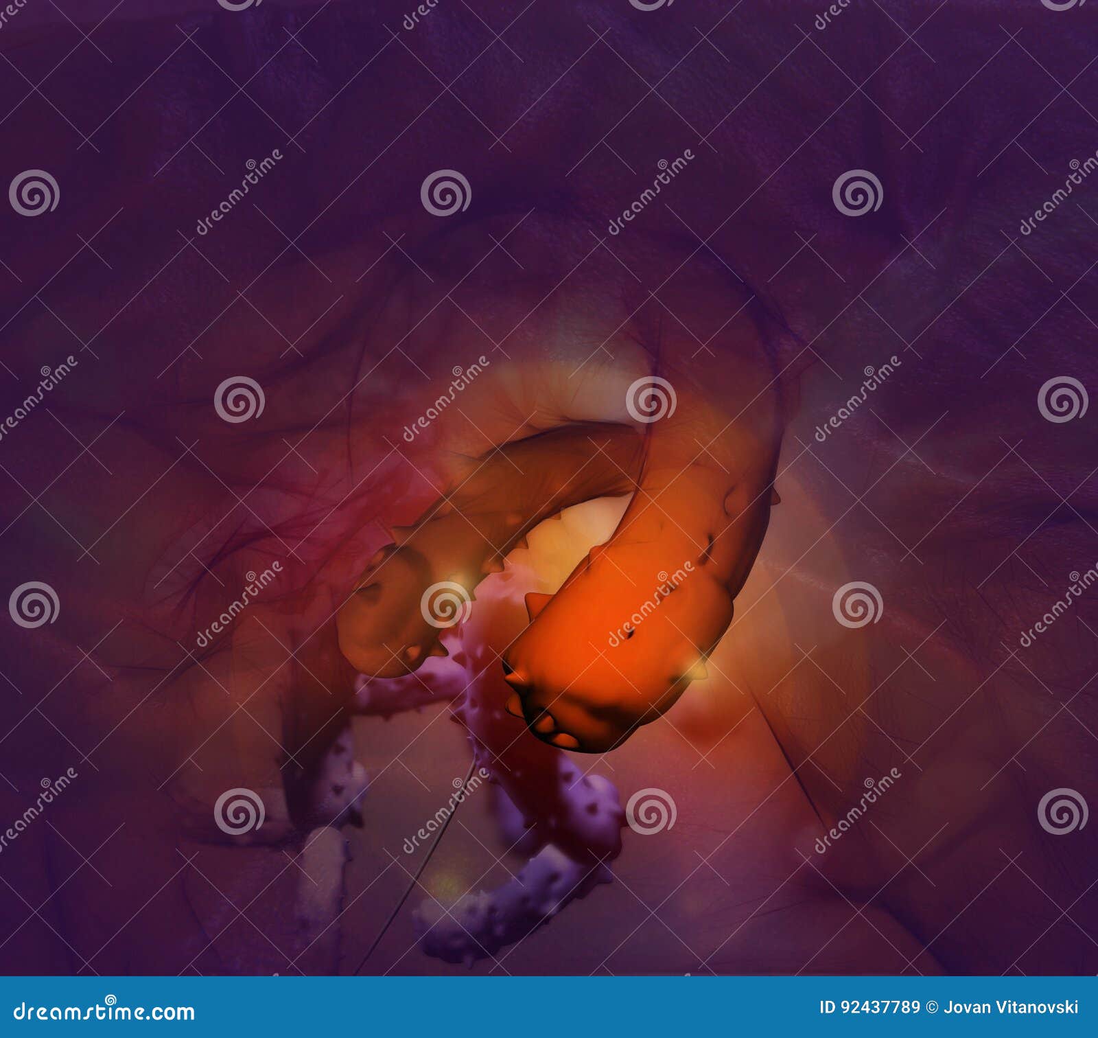 A 3D Rendering Of A Cancer Cell Being Engulfed By Immune Cells Stock ...