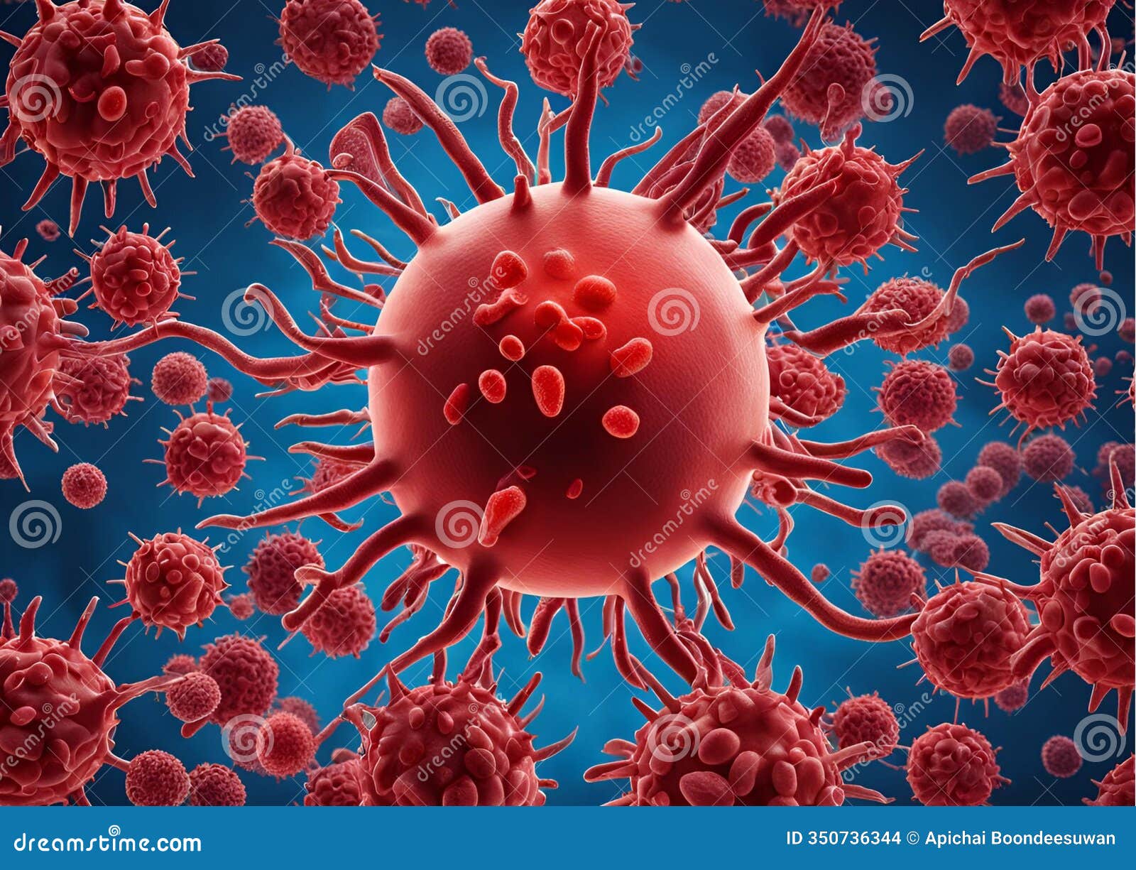 Cancer Cell and Immune System Microscopic View Stock Illustration ...