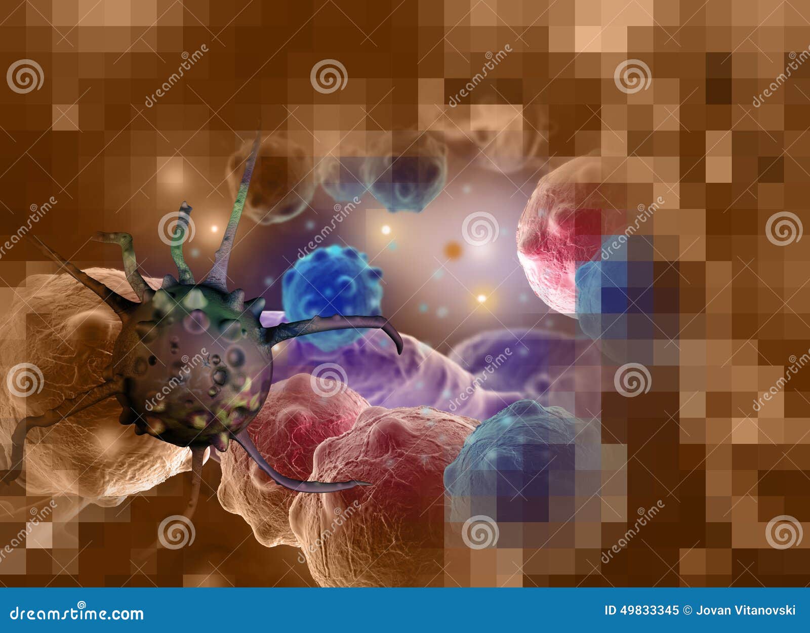 Cancer cell pixelated stock illustration. Illustration of human - 49833345
