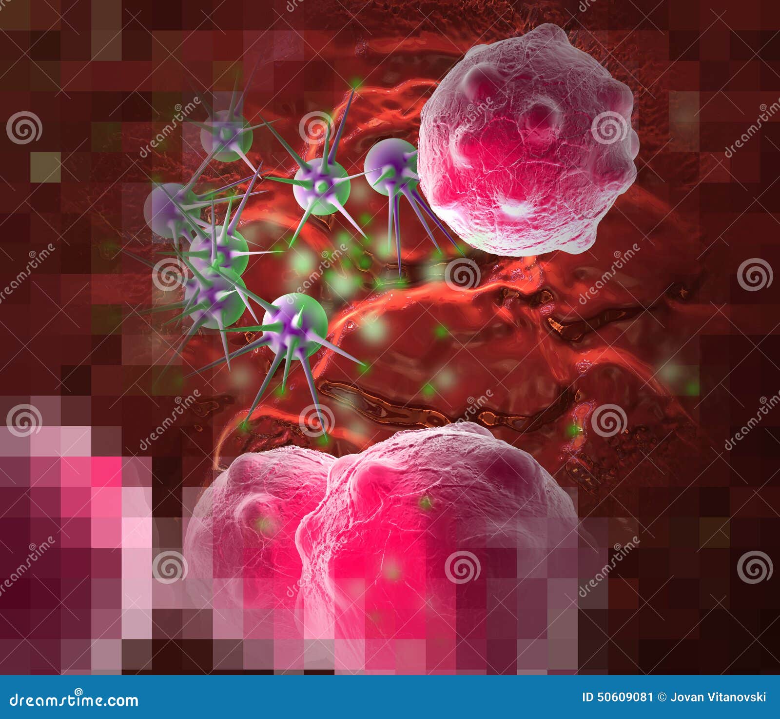 Cancer cell pixelated stock illustration. Illustration of anatomy ...