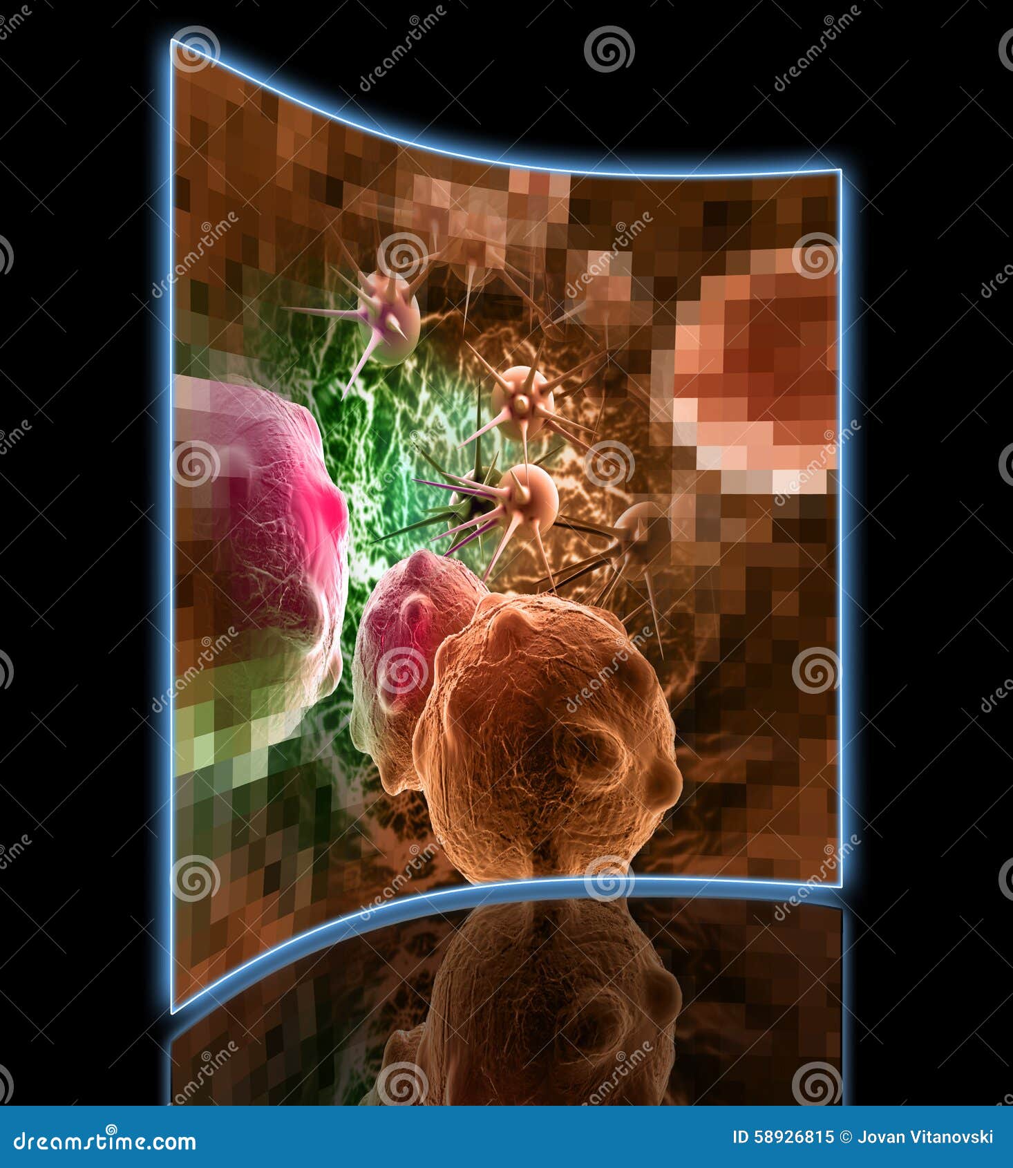 Cancer cell pixelated stock illustration. Illustration of shape - 58926815