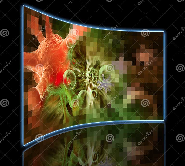 Cancer cell pixelated stock illustration. Illustration of science ...