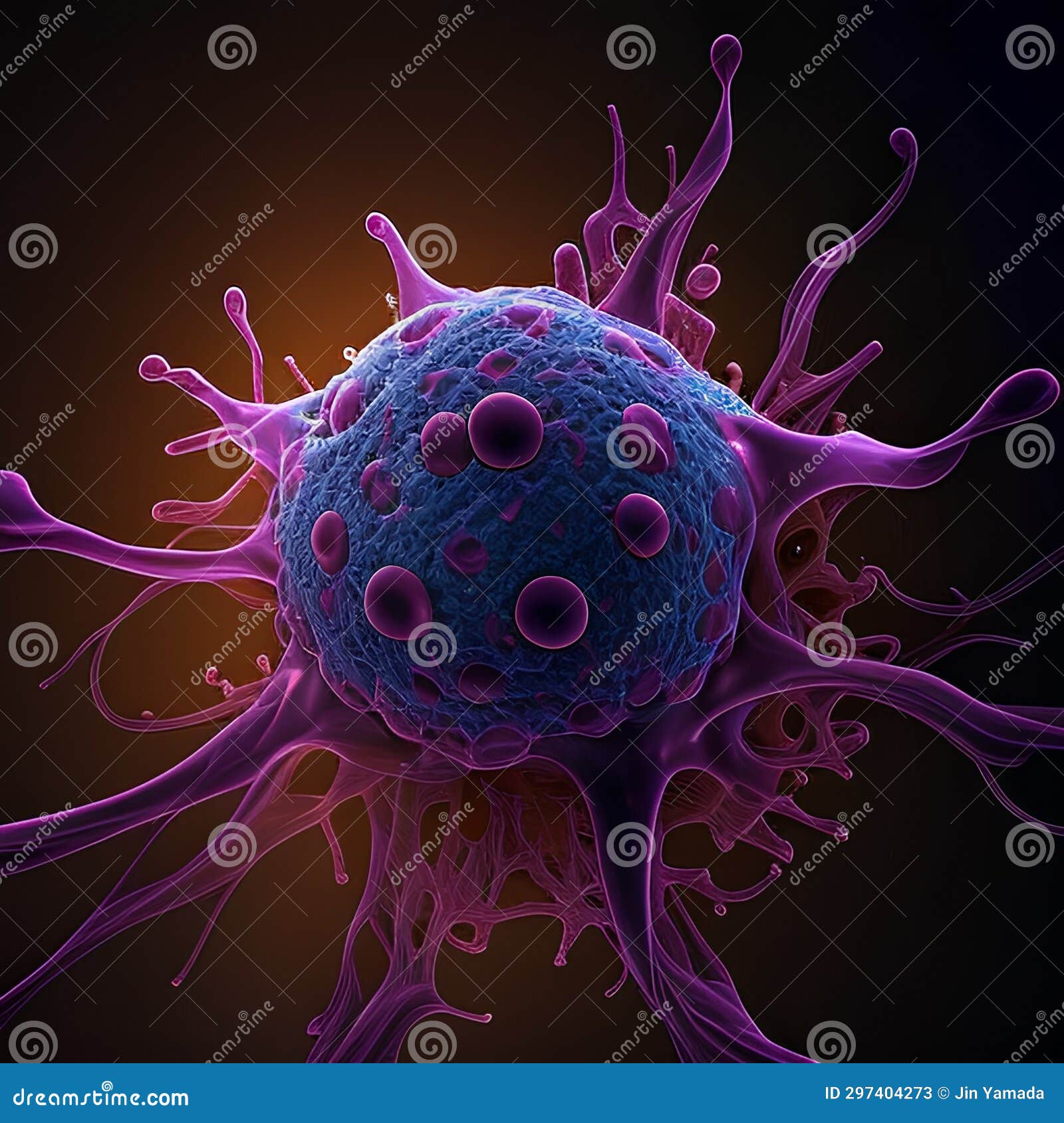 Cancer Cell or Tumor Illustration in Colour Background Made in 3d ...