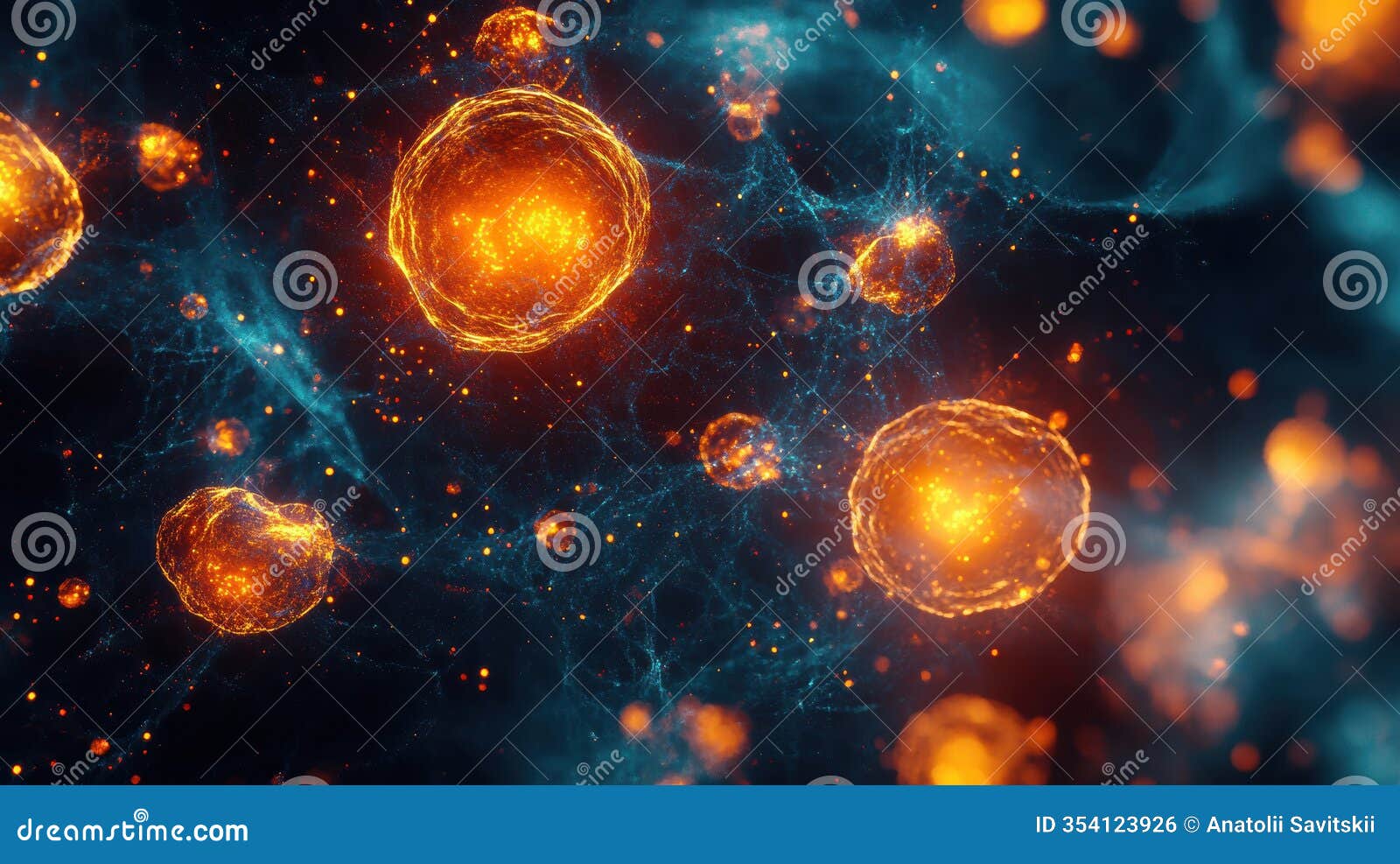 Cancer Cells Illuminated by Glowing Edges Showcasing Cellular Structure ...