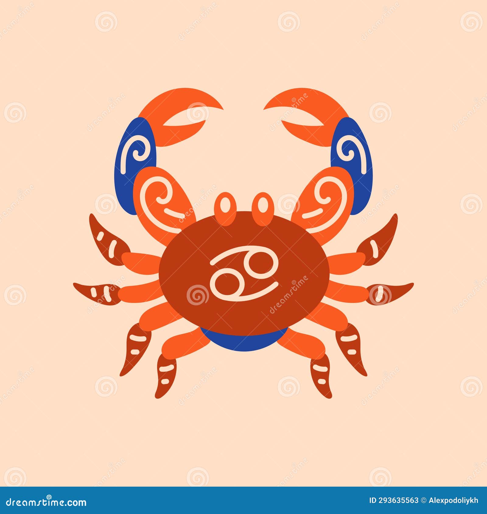 Cancer Color Concept Zodiac Sign Astrology And Horoscope Stock Vector