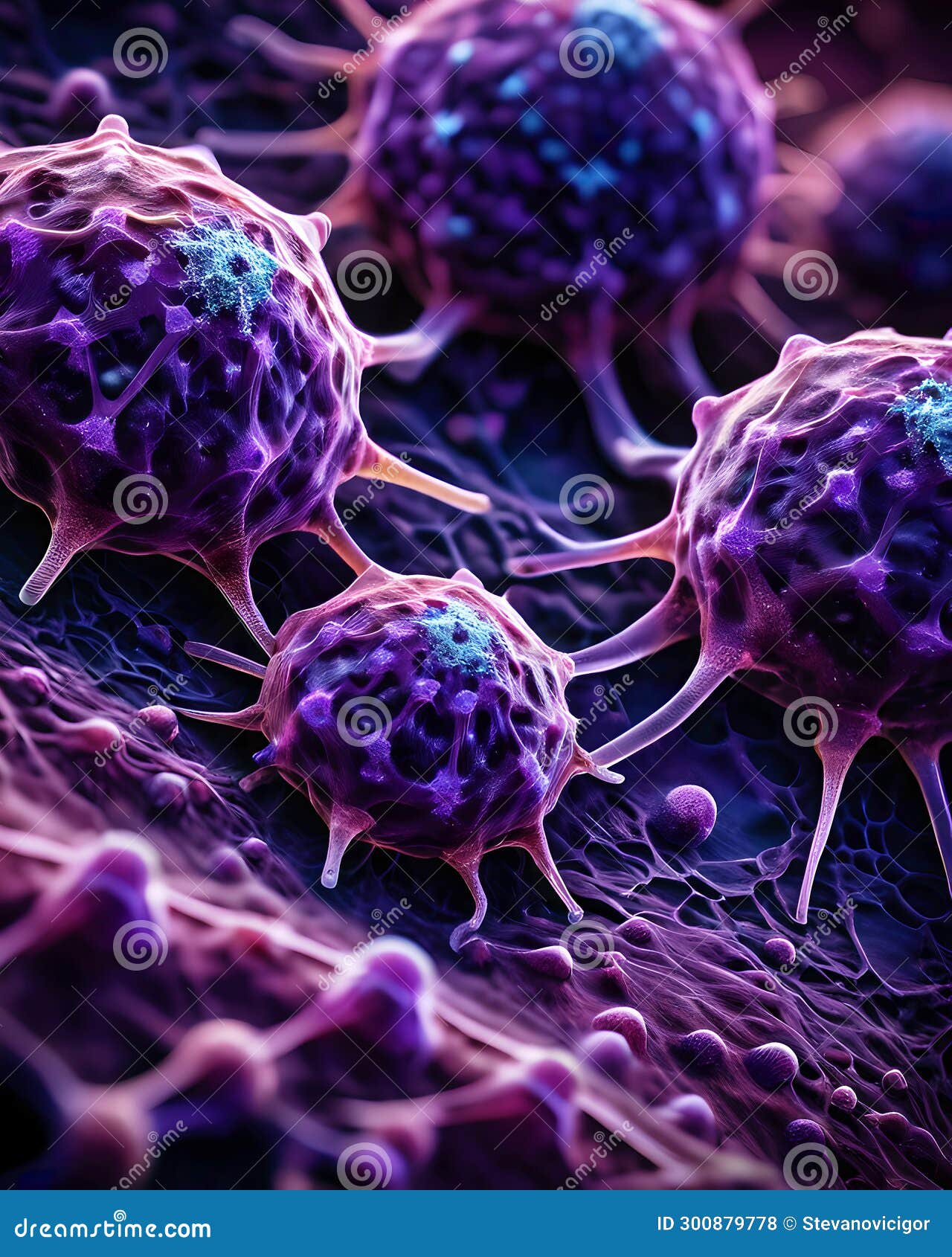 Cancer Disease Cells Viewed through Microscope, Generated by AI Stock ...