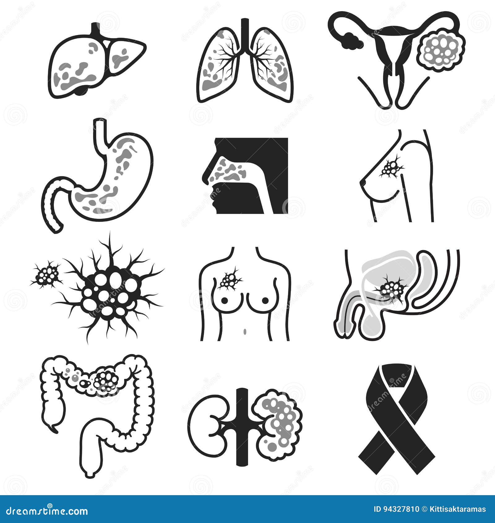 Cancer Icons. Vector Illustrations. Stock Vector - Illustration of ...