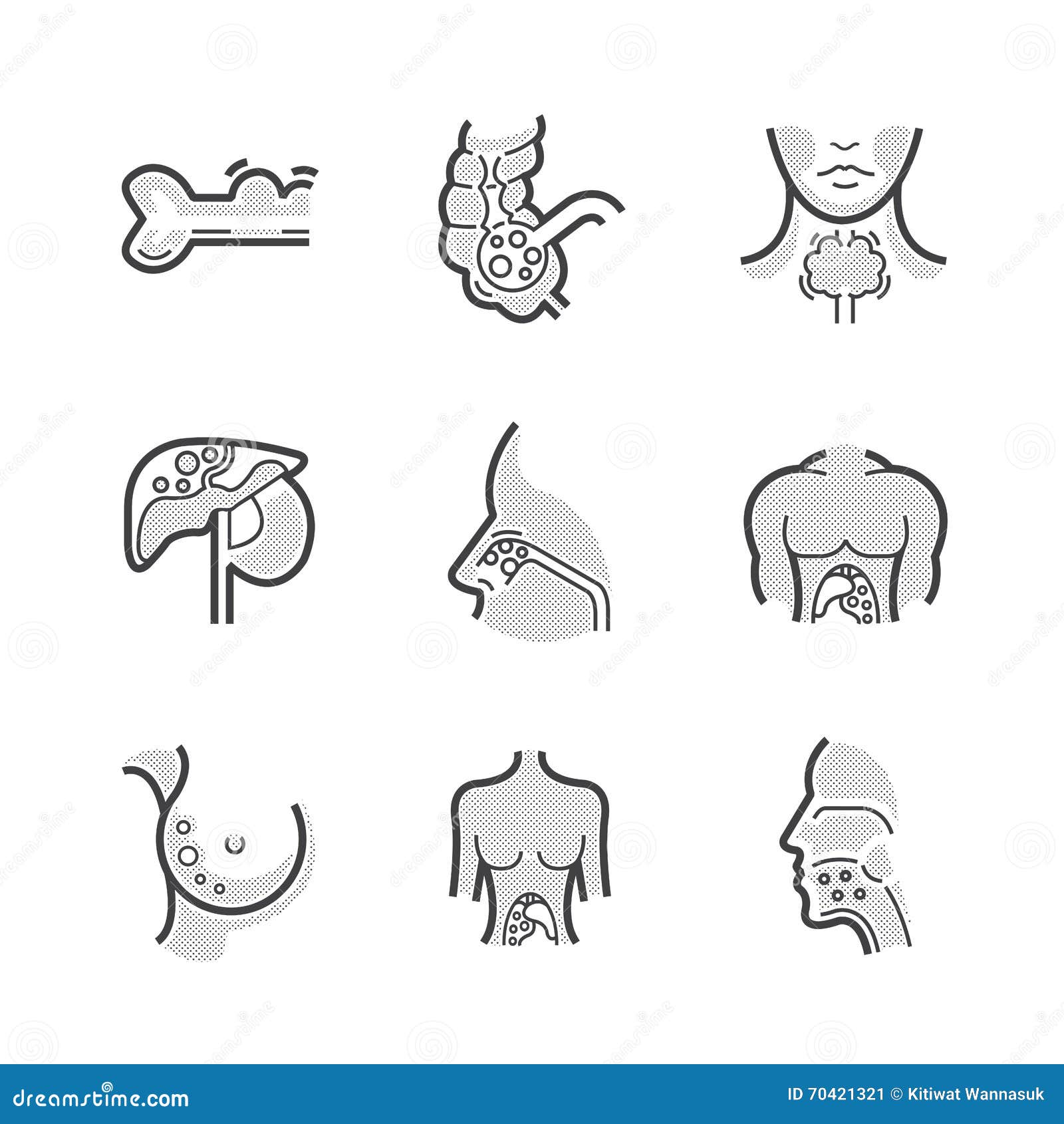 Cancer set icons set stock vector. Illustration of icons - 70421321