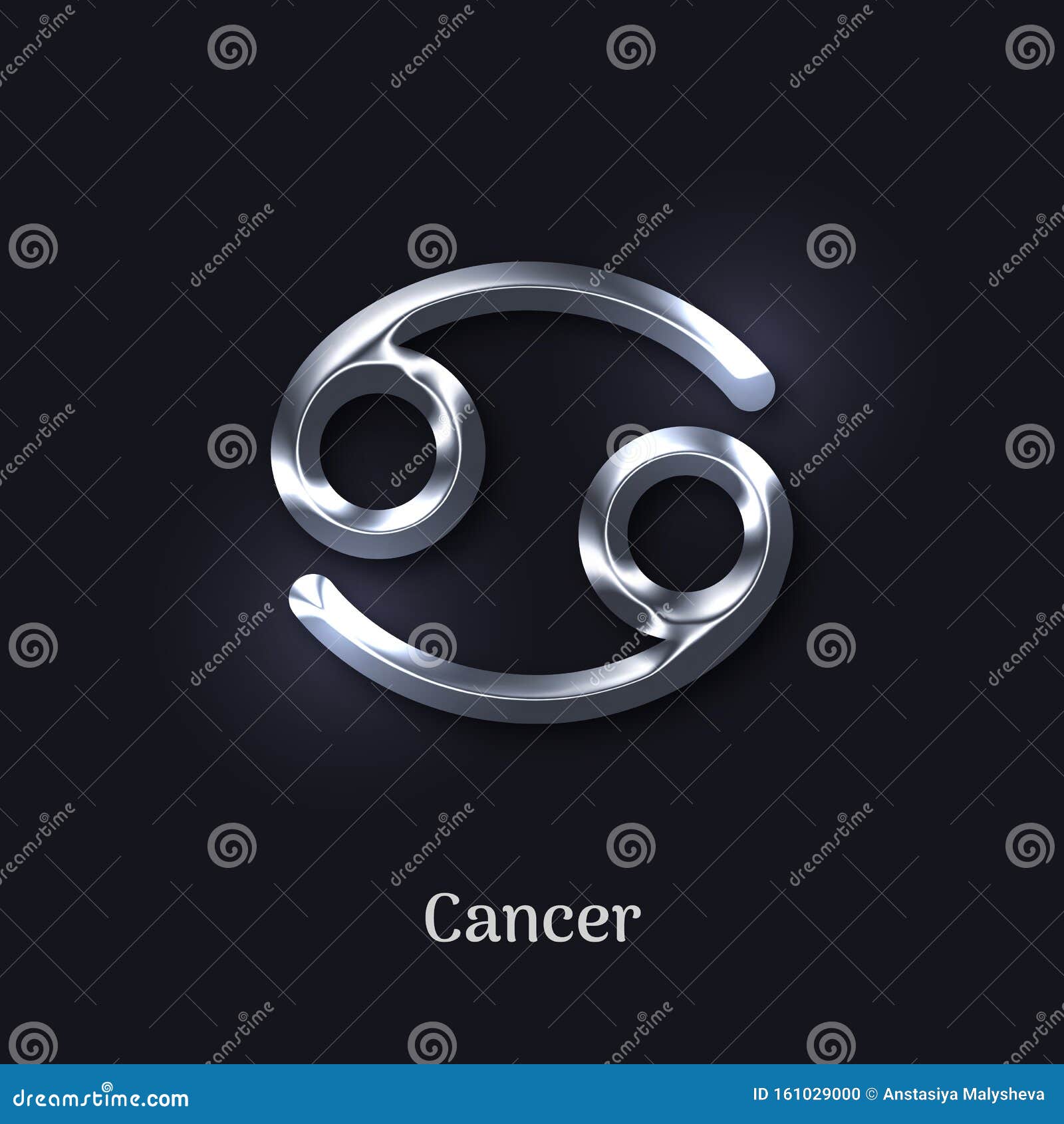 Cancer Silver Zodiac Isolated Sign Stock Vector Illustration Of