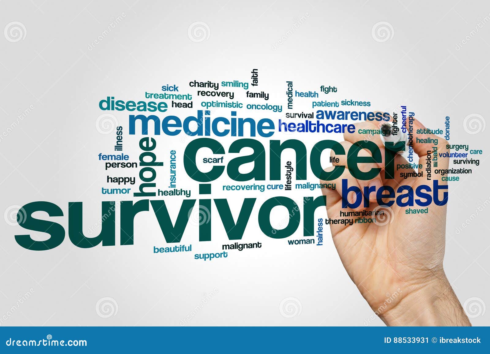 Cancer Survivor Word Cloud Concept on Grey Background Stock Image ...
