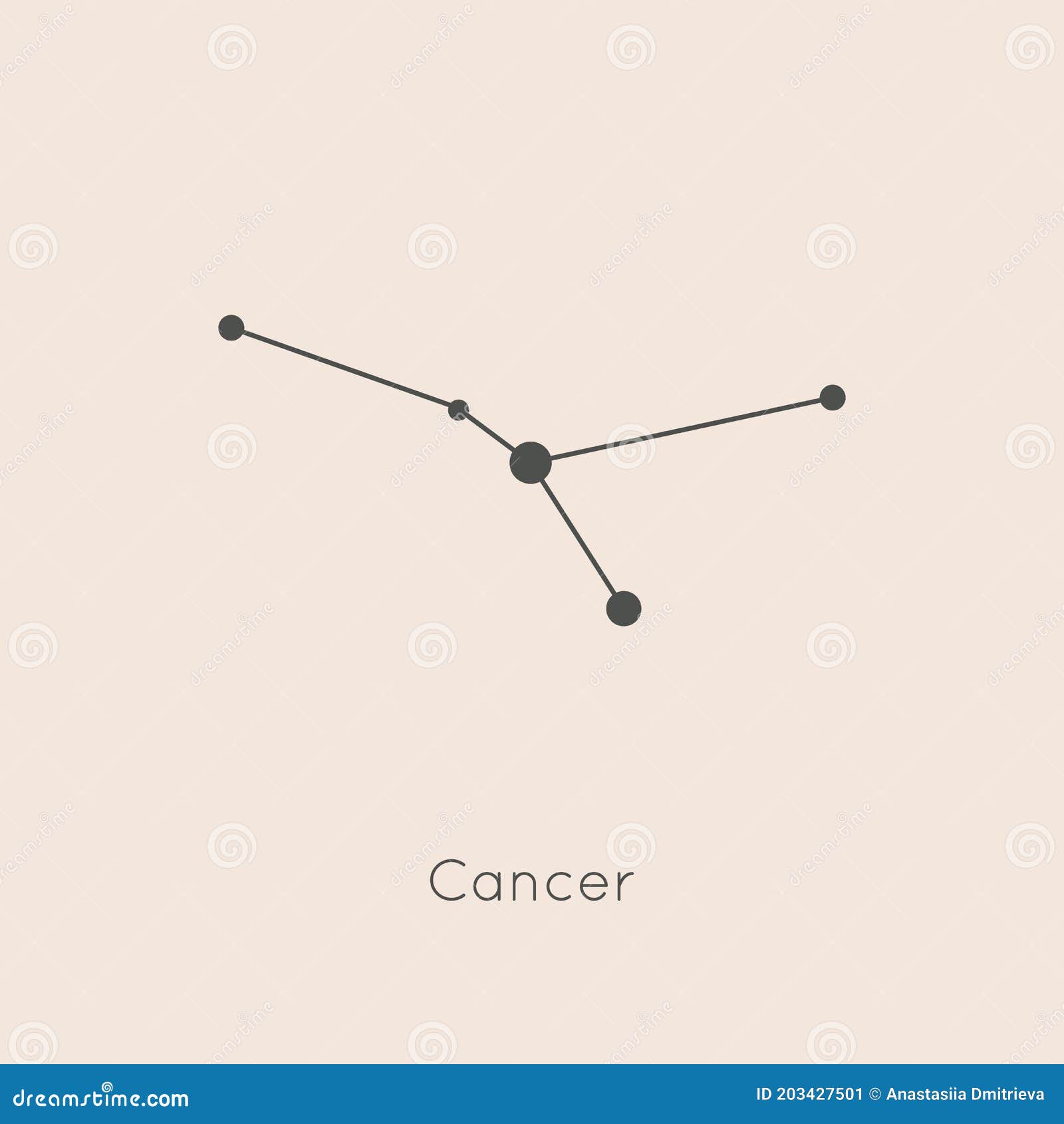 Cancer Zodiac Constellation In Trendy Minimal Linear Style Vector