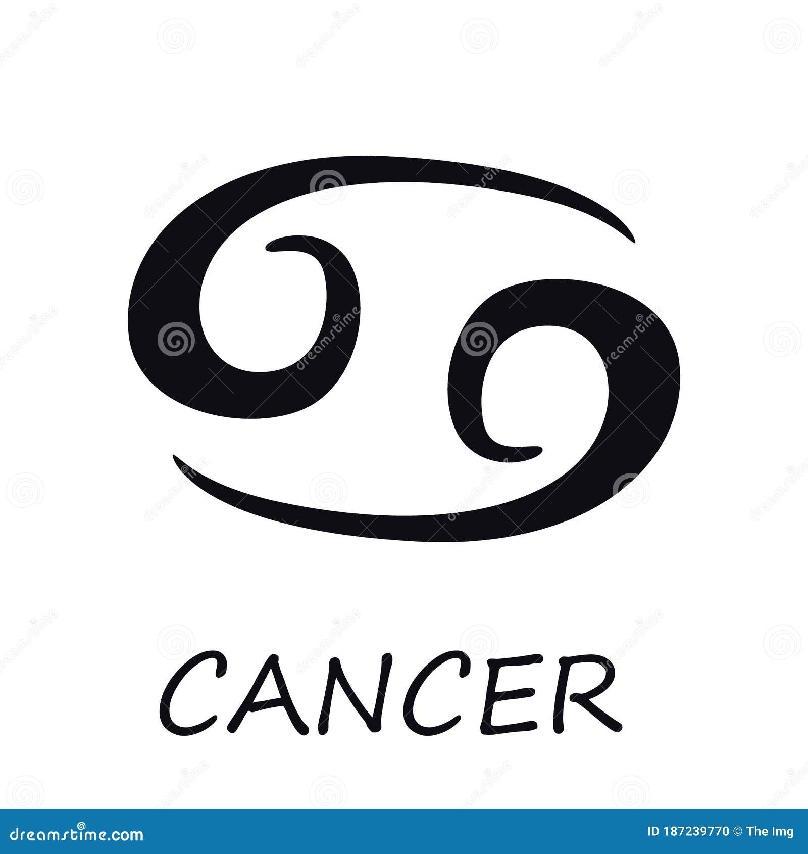 Cancer Zodiac Sign Black Vector Illustration Stock Vector