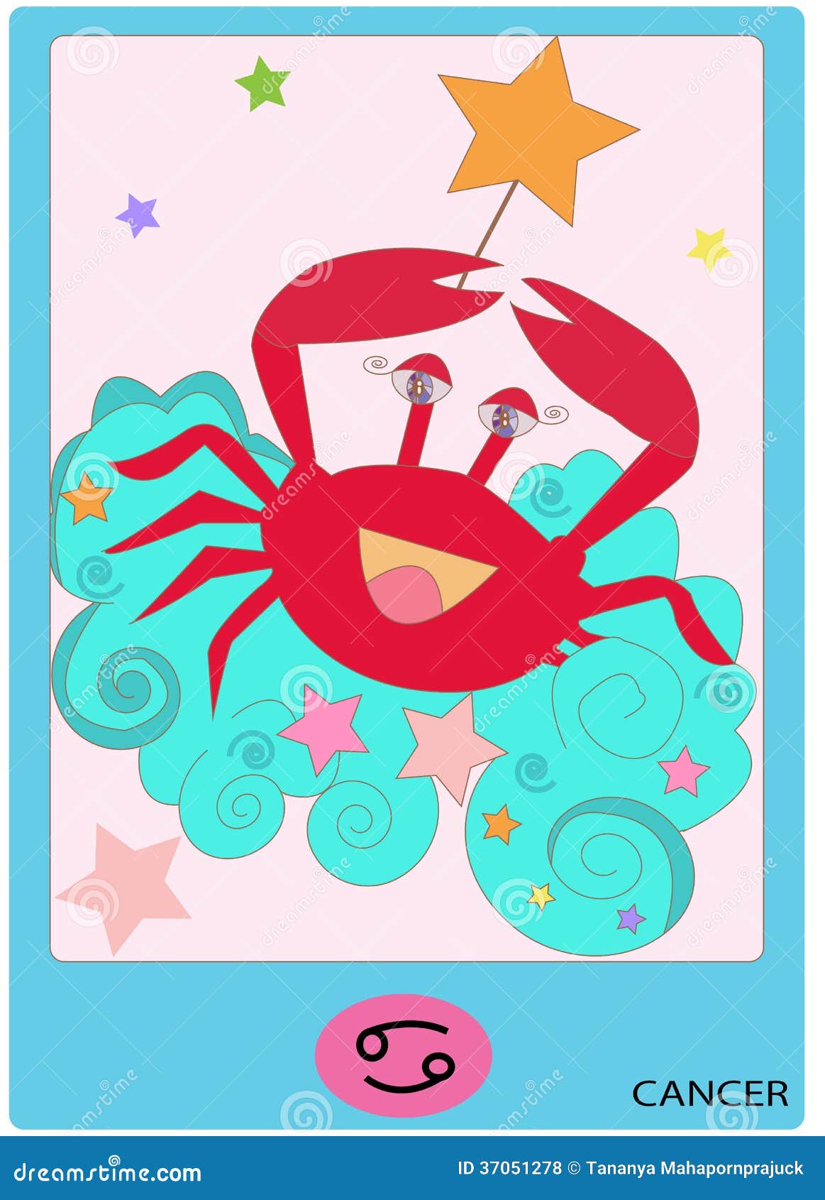 Cancer Zodiac Sign stock illustration. Illustration of astrology - 37051278