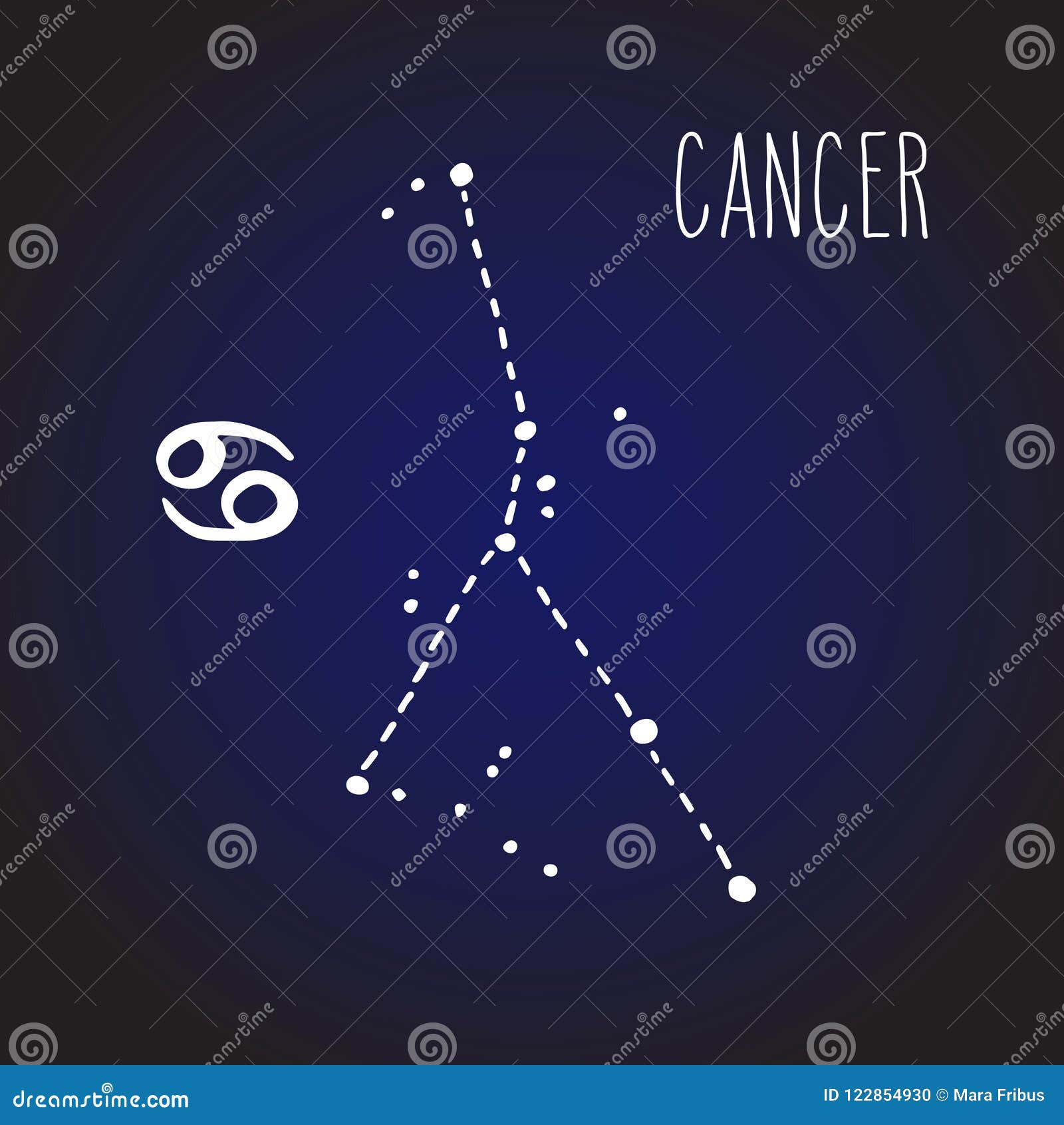 Cancer Zodiac Sign Constellation Stock Vector Illustration Of Drawn