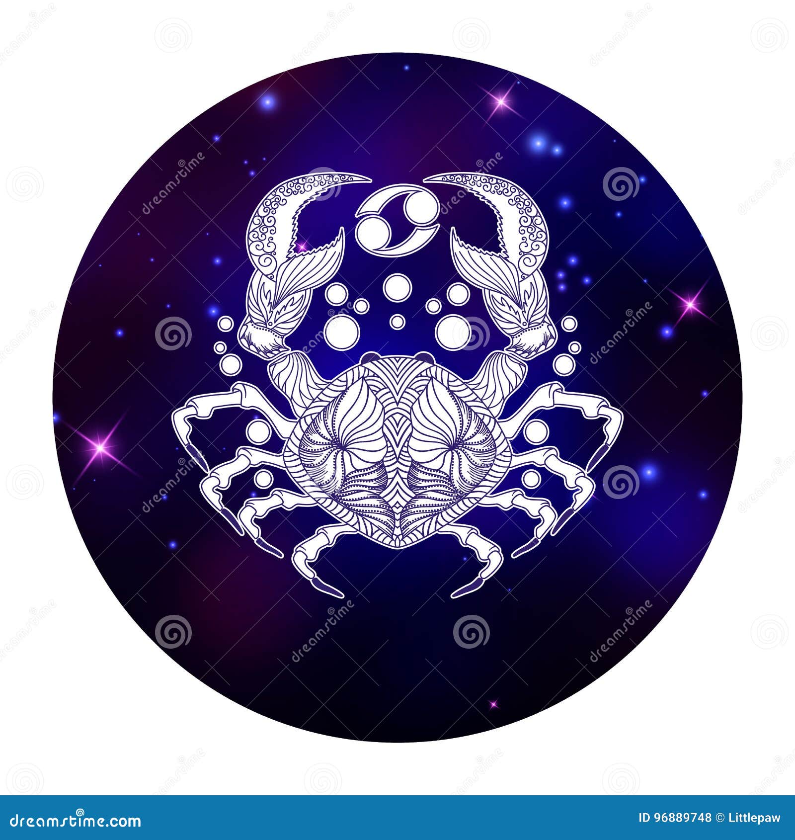 Cancer Zodiac Sign. Vector Hand Drawn Horoscope Illustration ...