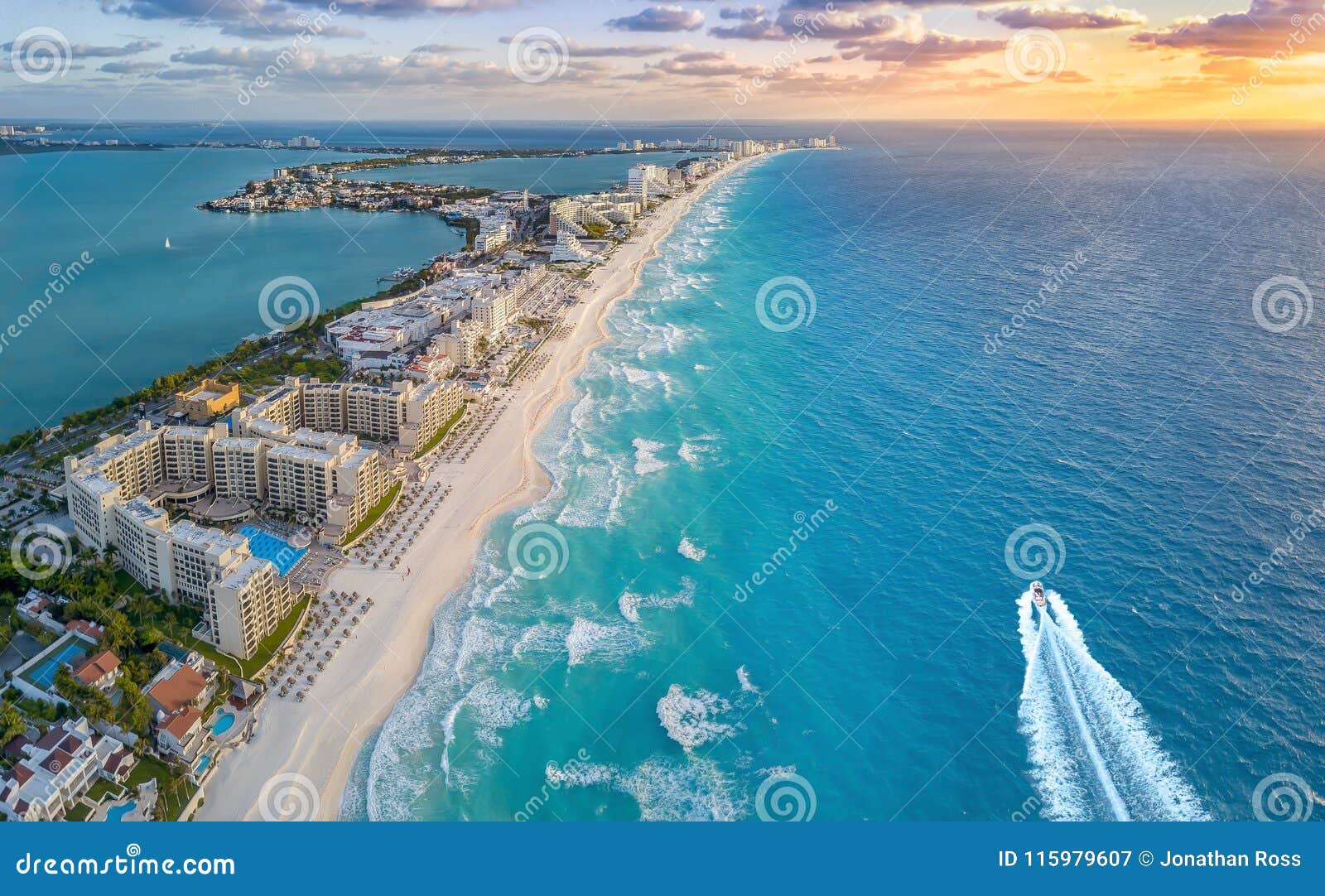 Cancun Beach, Ocean, And Sunset Panoramic Photo Royalty-Free Stock ...