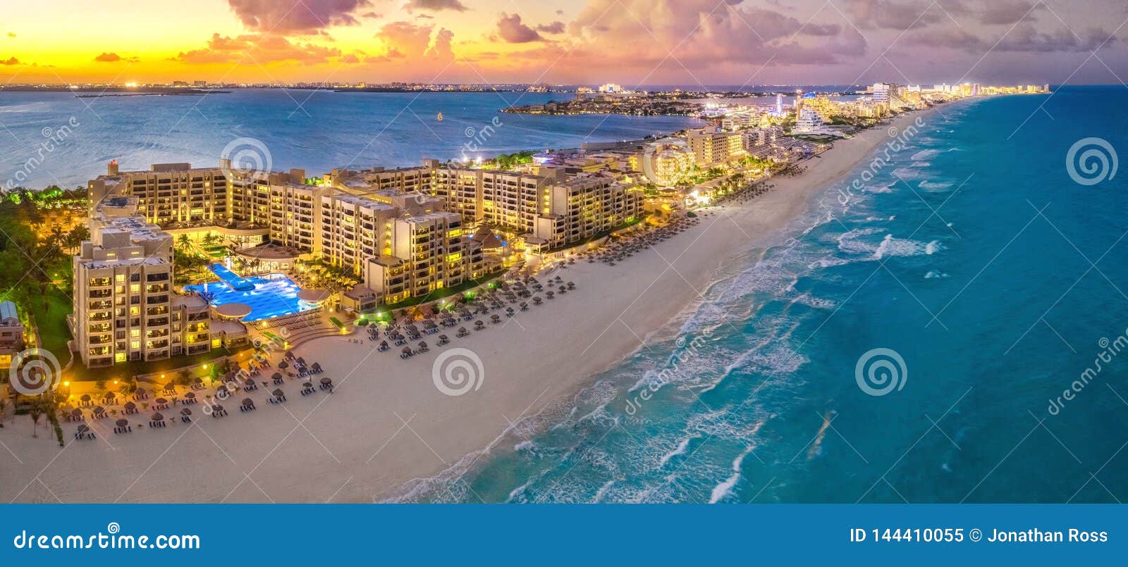 Cancun beach during sunset stock image. Image of island - 144410055