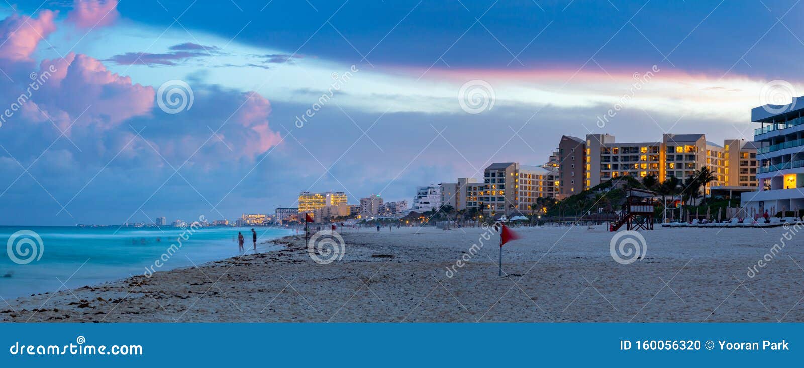Cancun beach during sunset editorial image. Image of scenic - 160056320