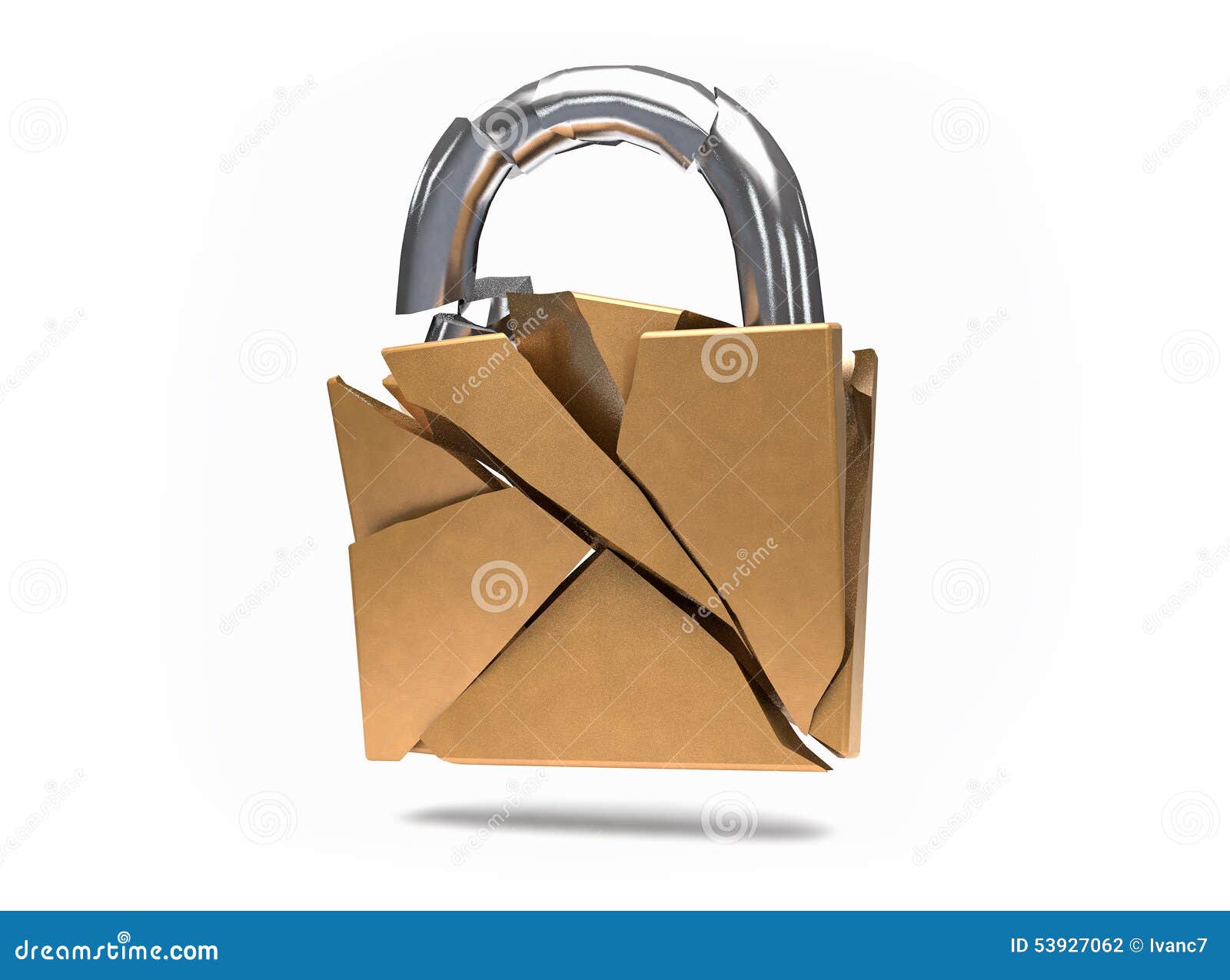 Candado roto seguridad 3D stock de ilustración. Ilustración de metal ...