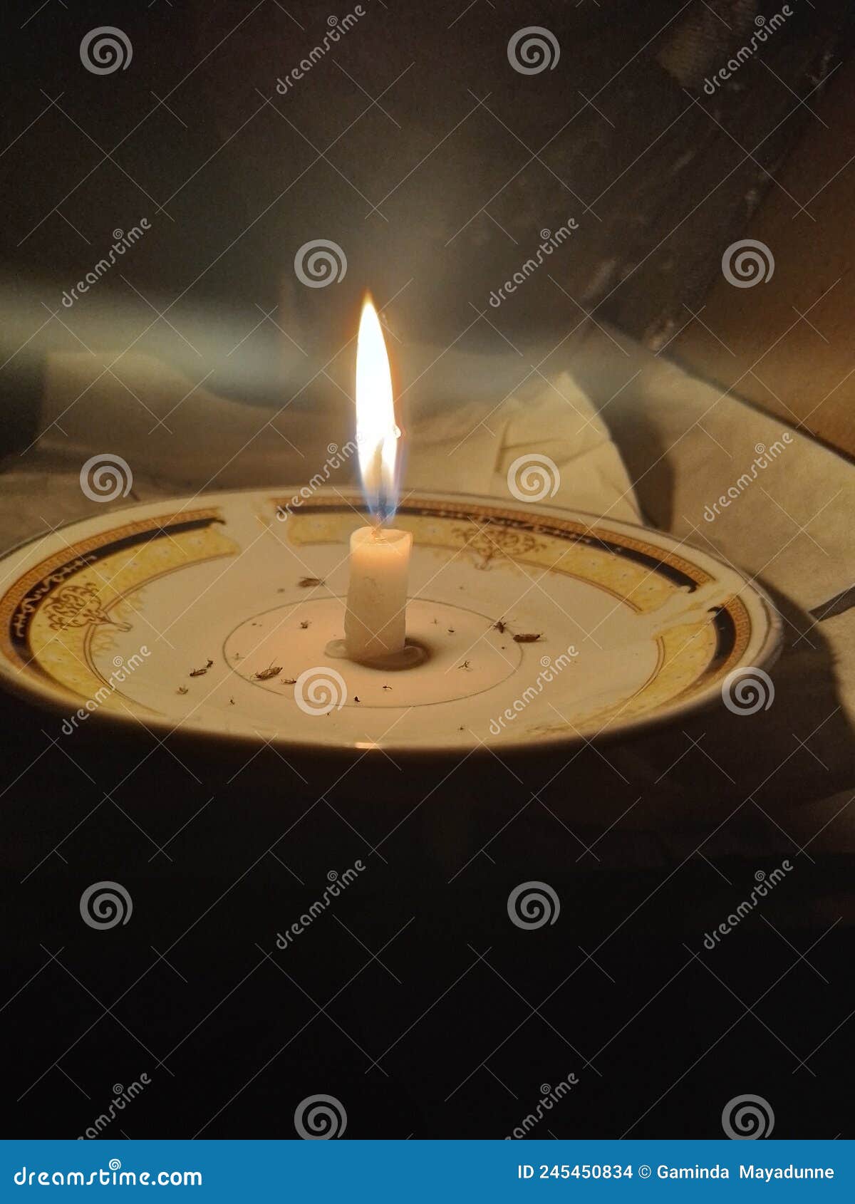 Candal light in dark room stock photo. Image of ceramic - 245450834