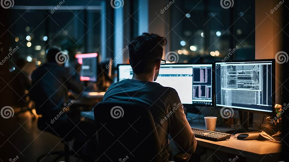 Candid Male Programmer Deeply Engrossed in His Work, Showcasing Passion and Focus in the World ...