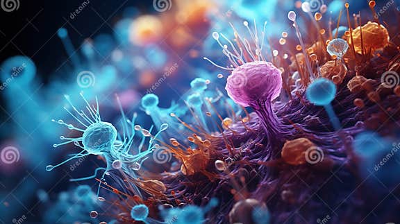 Candida and Bacteria Colonies Under a Microscope. Generative AI Stock ...