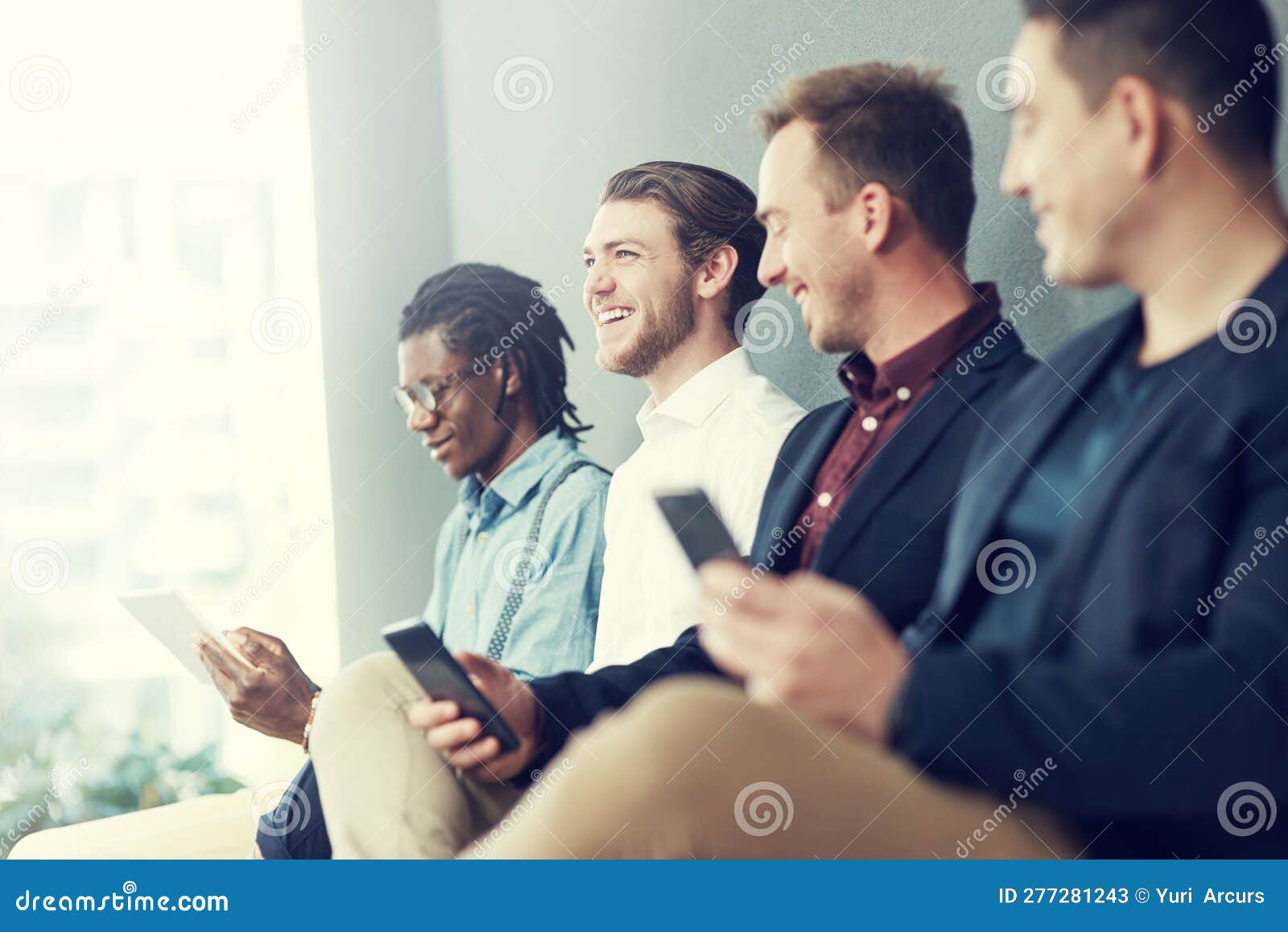 Candidate Conversations while we Wait. a Group of Businessmen Using ...