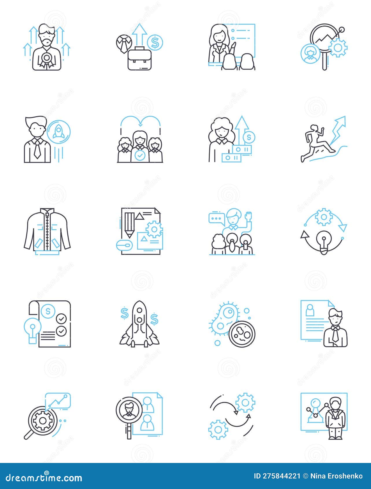 Candidate Selection Linear Icons Set. Qualifications, Experience ...