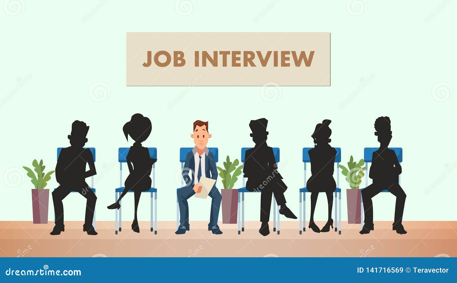 Candidate Shadow in Queue Wait for Job Interview Stock Vector ...