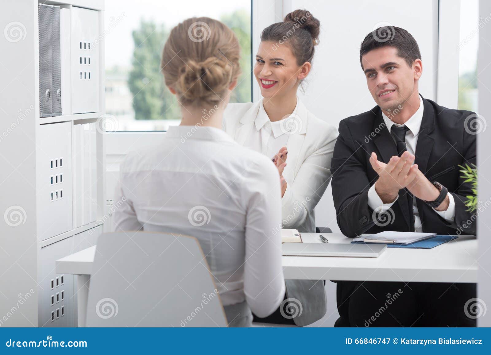 Candidate during Successful Job Interview Stock Image - Image of ...