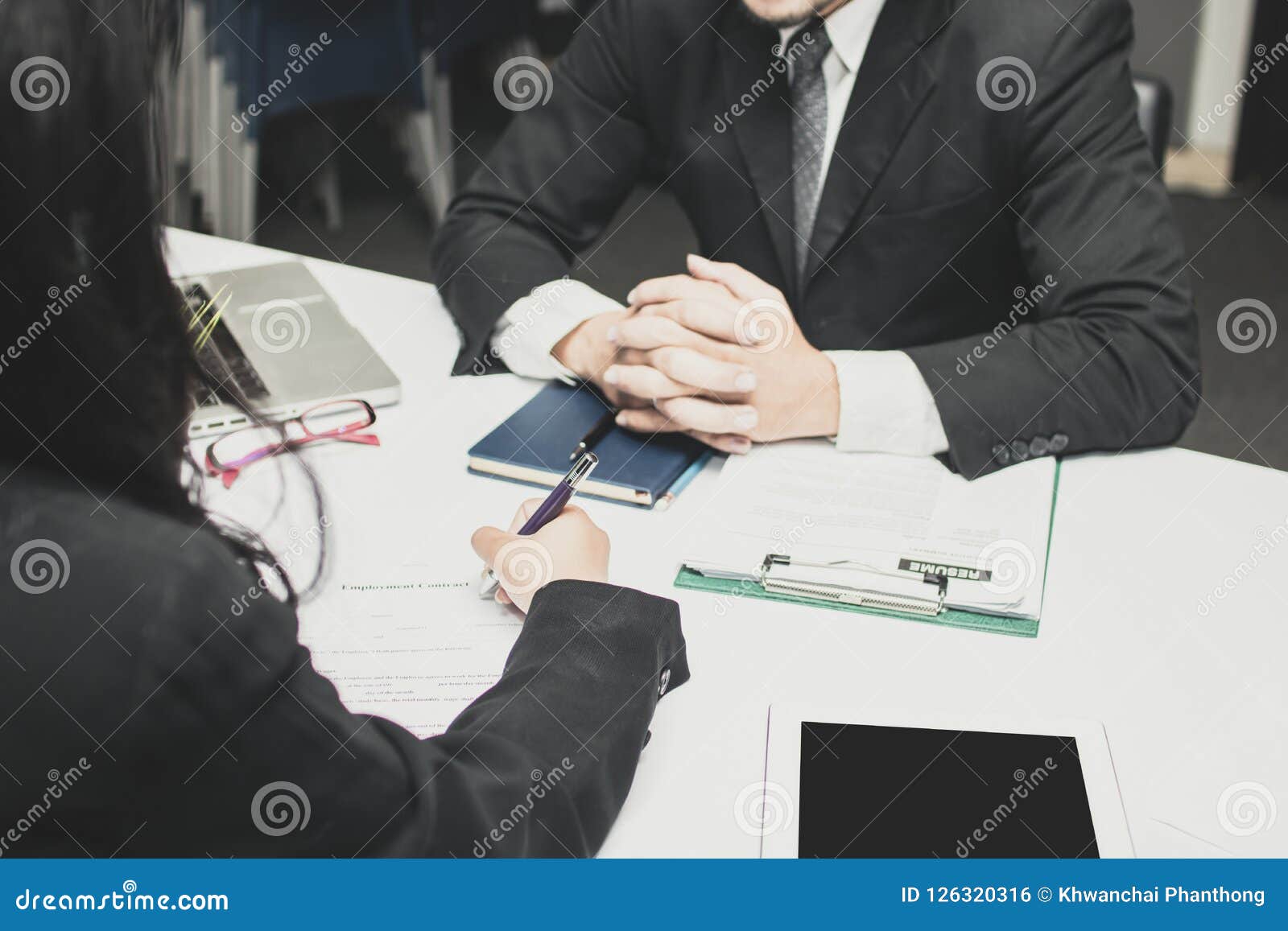 Candidate Woman Writing and Complete Application Form Stock Photo ...