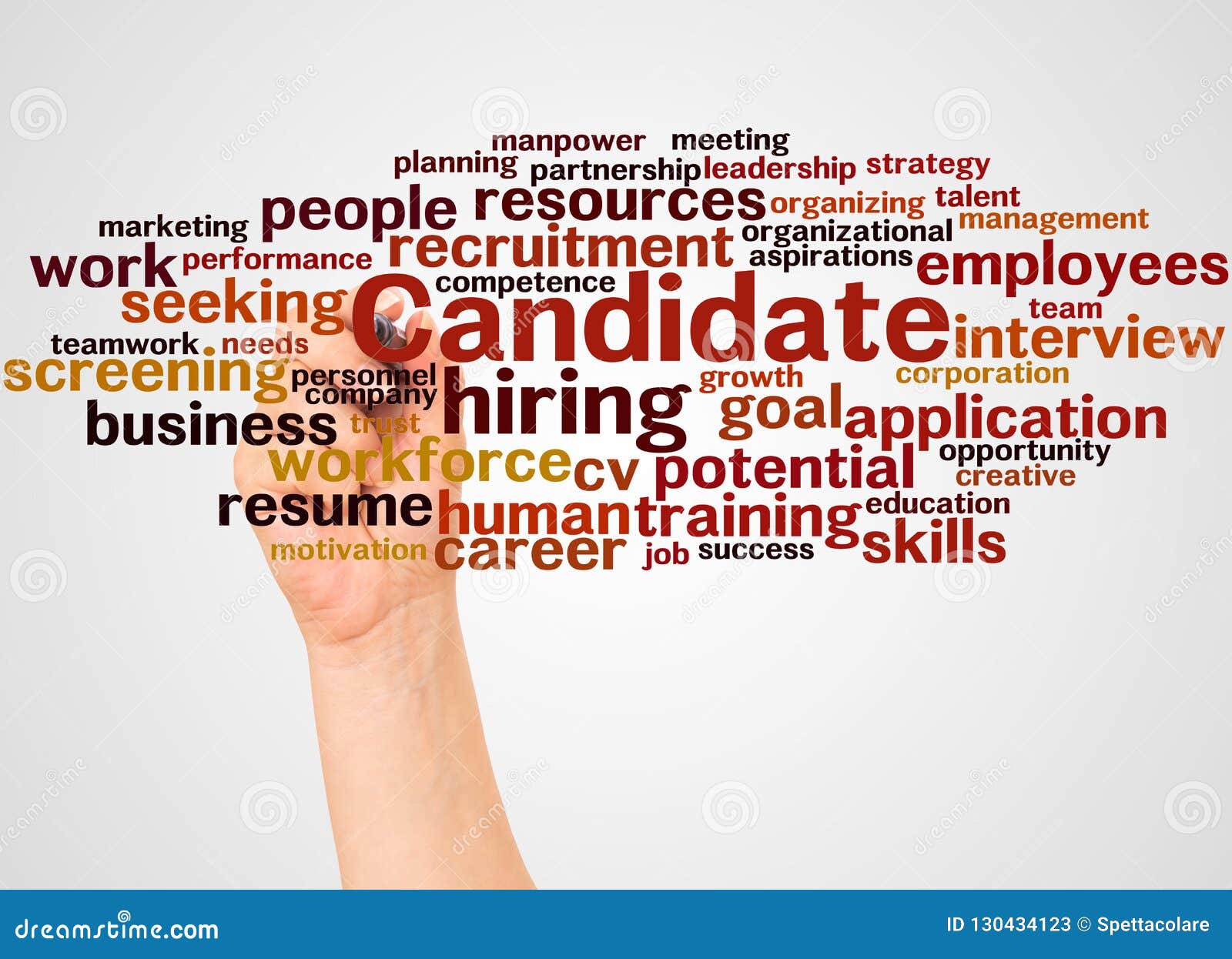 Candidate Word Cloud and Hand with Marker Concept Stock Illustration ...