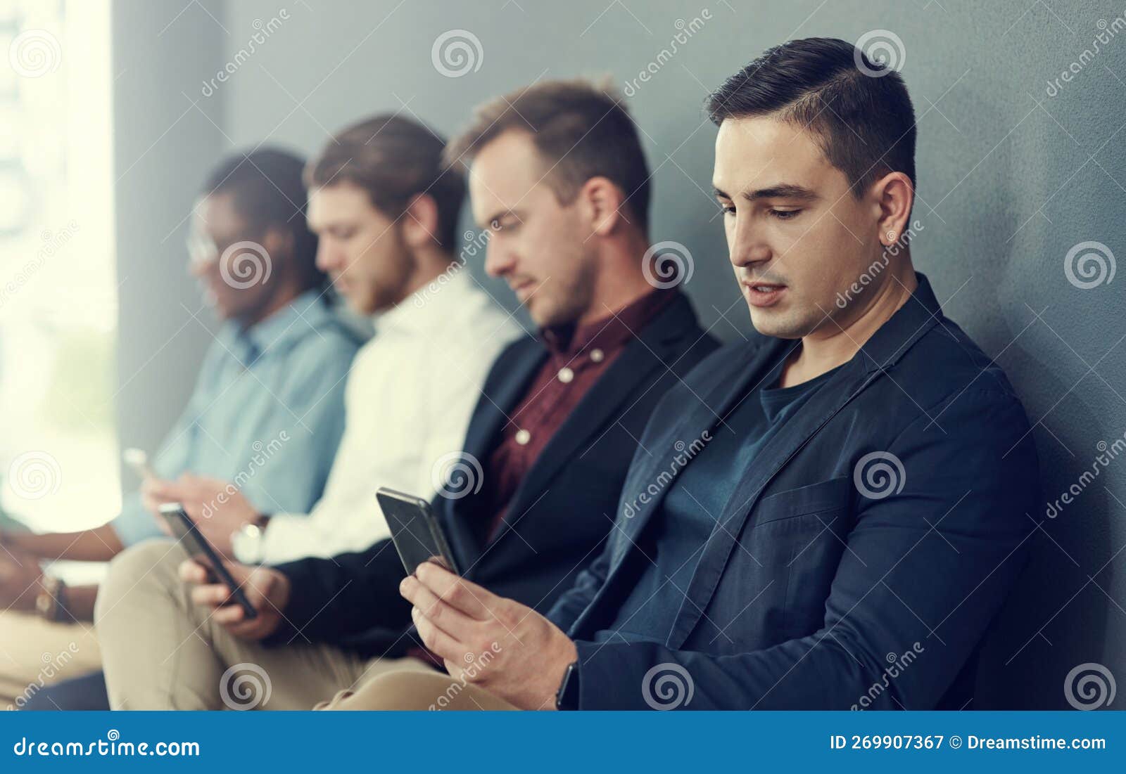 The Candidates are Staying Connected. a Group of Businessmen Using ...