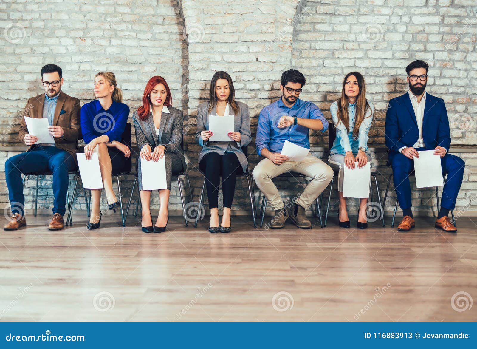 Candidates Waiting for a Job Interview Stock Image - Image of corporate ...