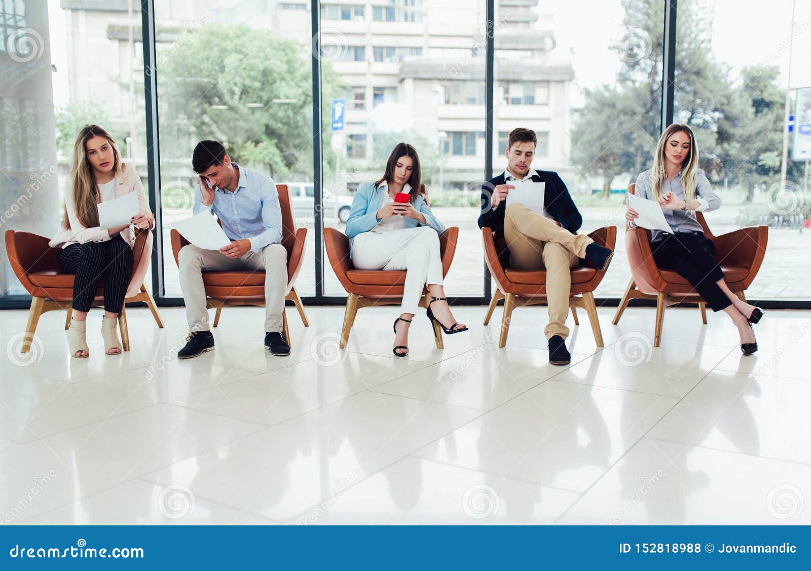 Candidates Waiting for a Job Interview Stock Photo - Image of female ...
