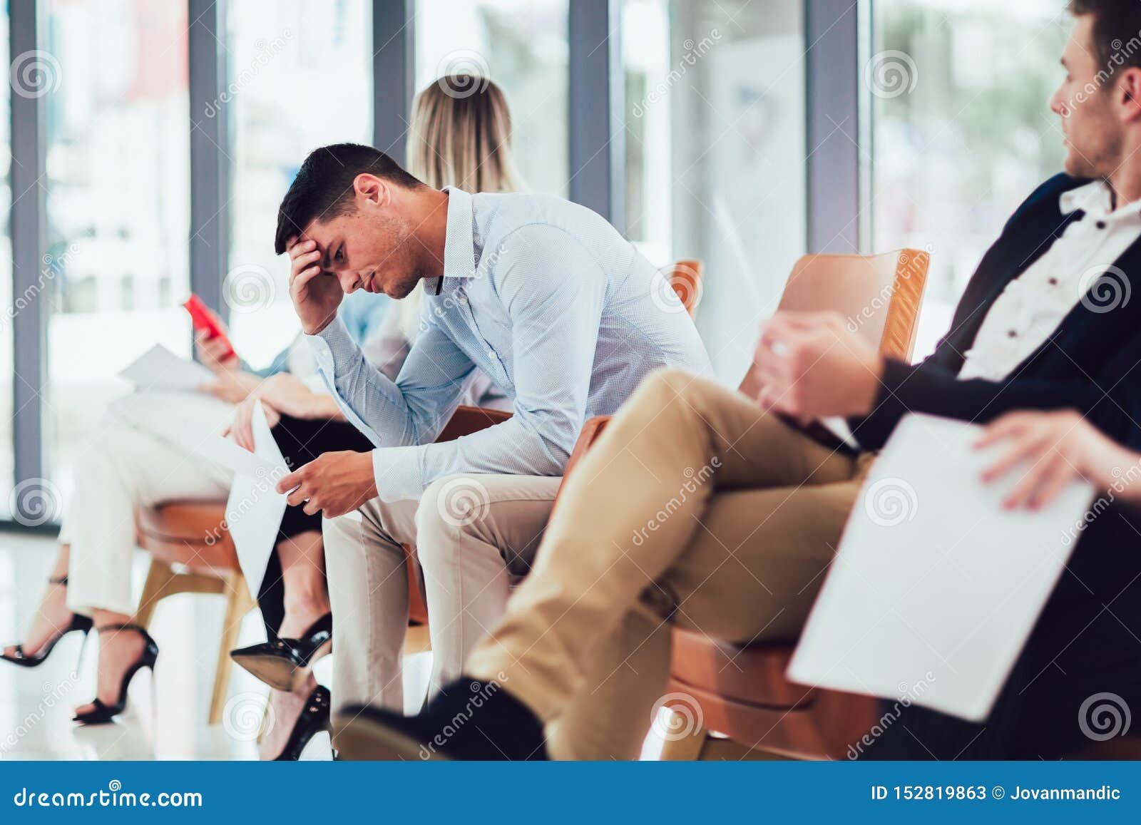 Candidates Waiting for a Job Interview Stock Image - Image of company ...