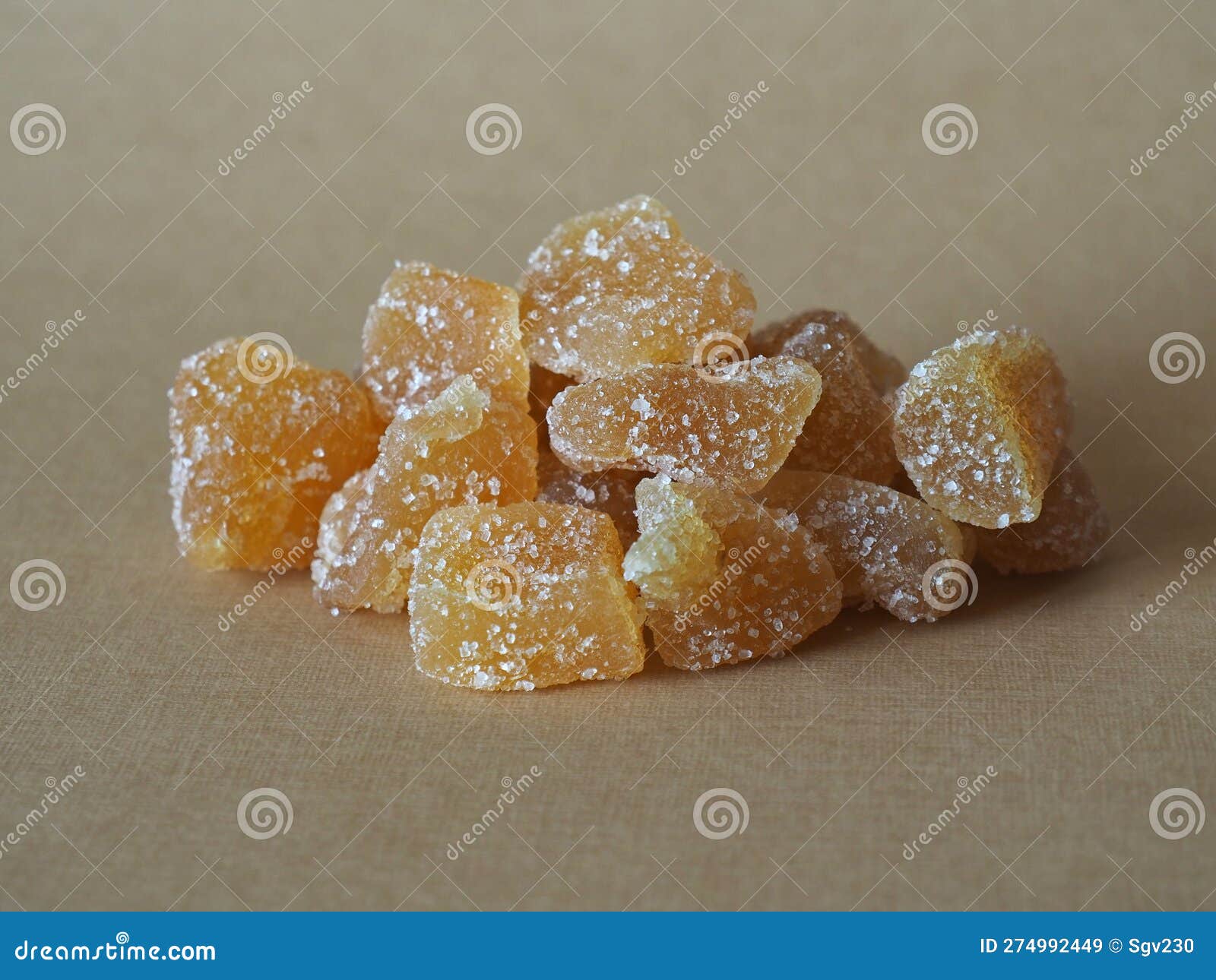 Candied Ginger Root Pieces with Sugar Stock Image - Image of food ...