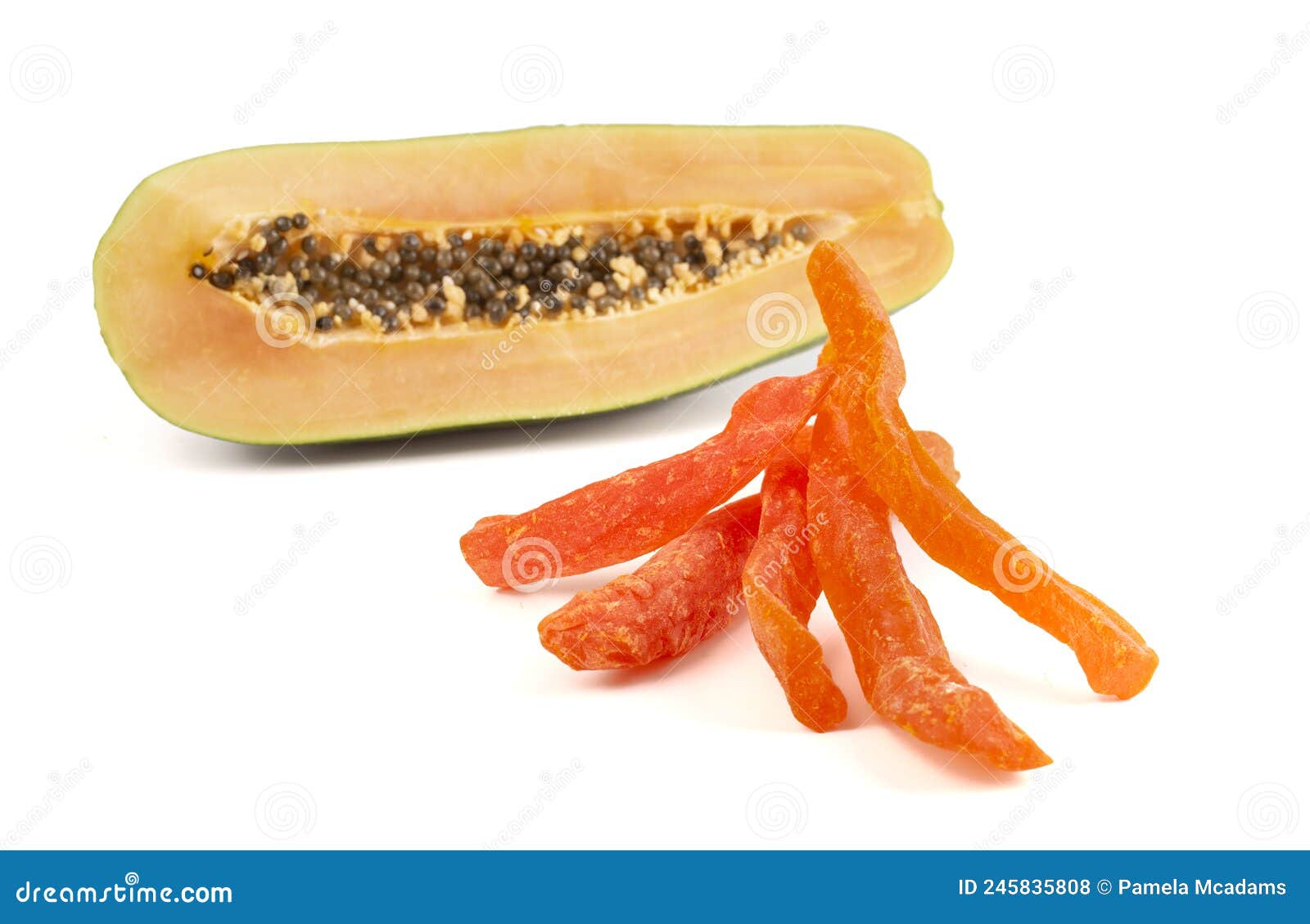 Candied Papaya Isolated on a White Background Stock Photo - Image of ...